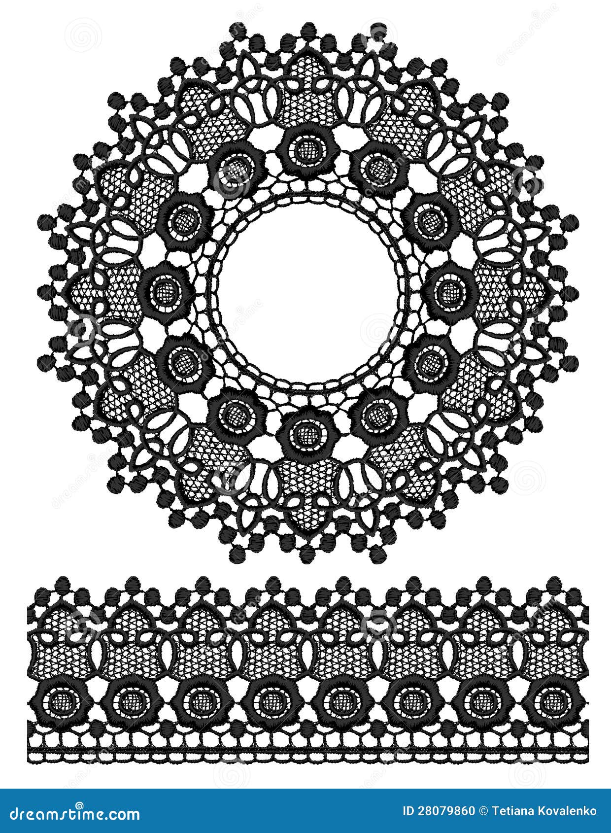 Round Openwork Lace Border. Stock Illustration - Illustration of ...