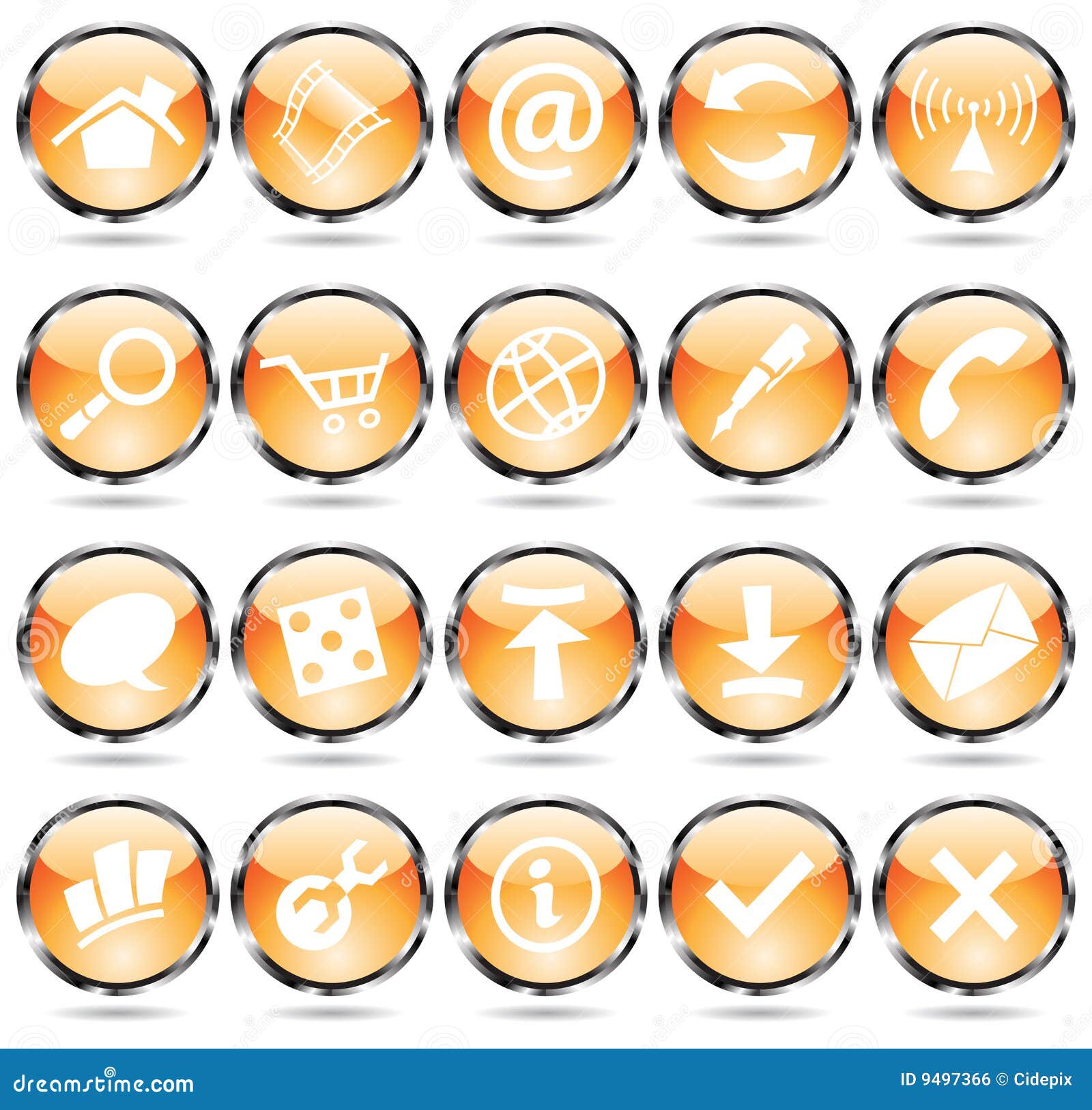 Round orange icons stock vector. Illustration of home - 9497366