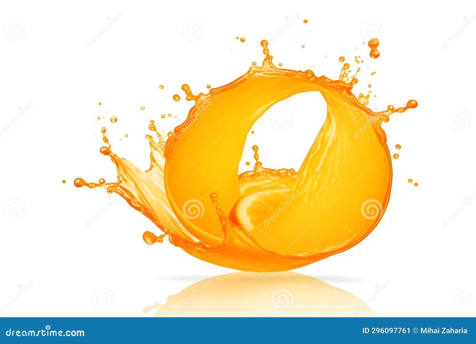 Round Orange Juice Splash Isolated on White Background. Generative AI Stock Illustration ...