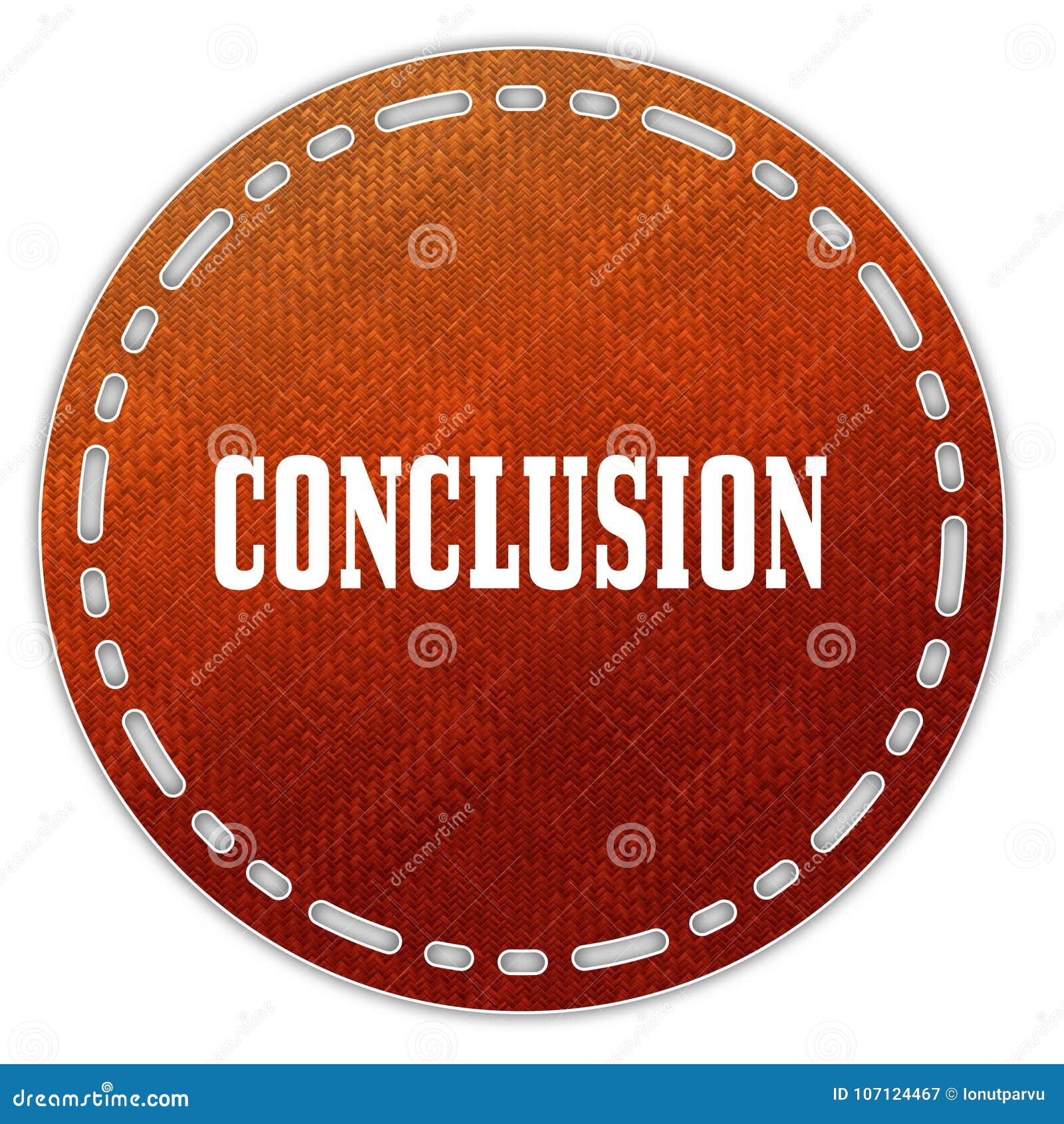 Round Orange Pattern Badge with CONCLUSION Message. Stock Illustration ...