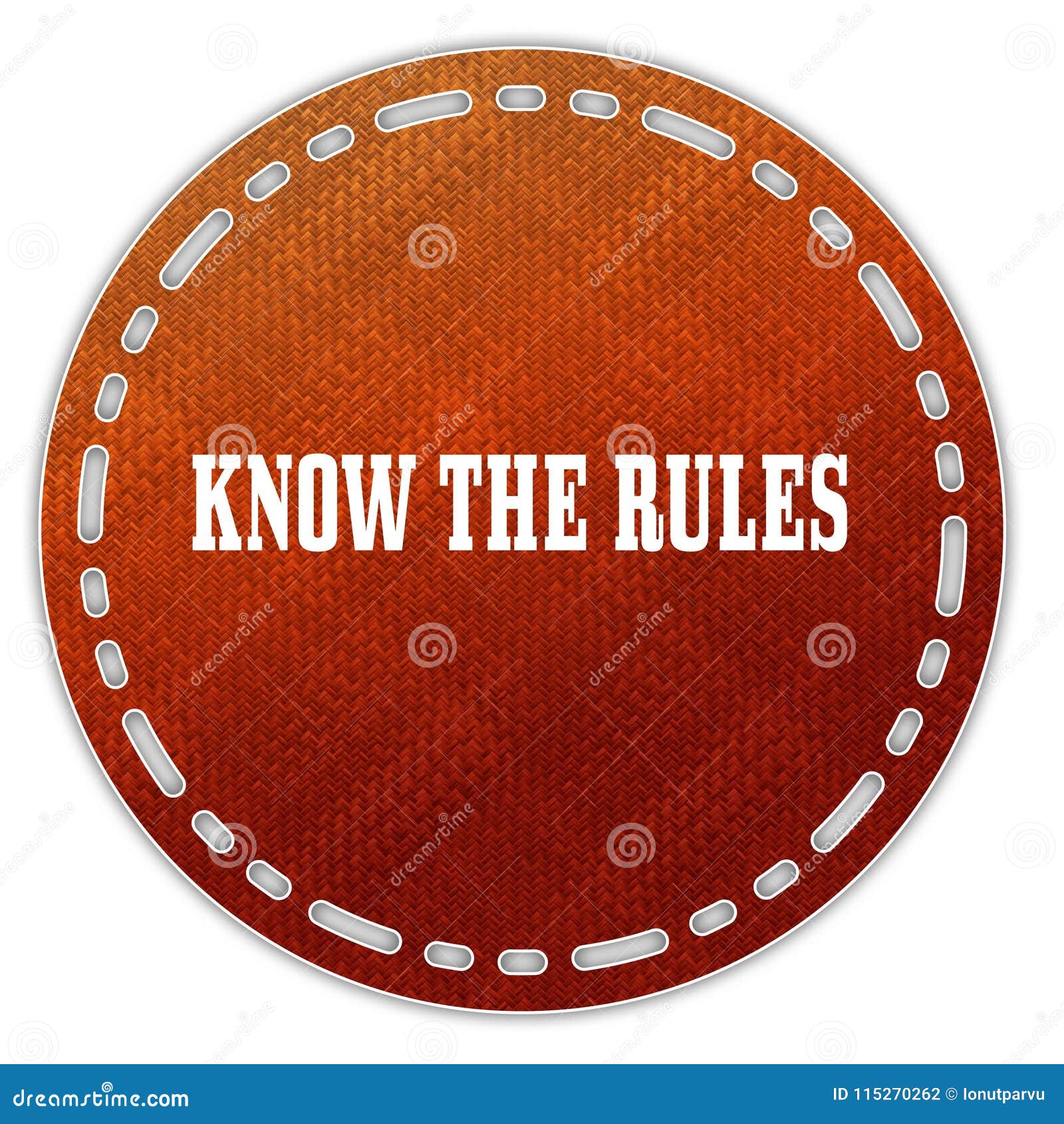 Round Orange Pattern Badge with KNOW the RULES Message. Stock ...