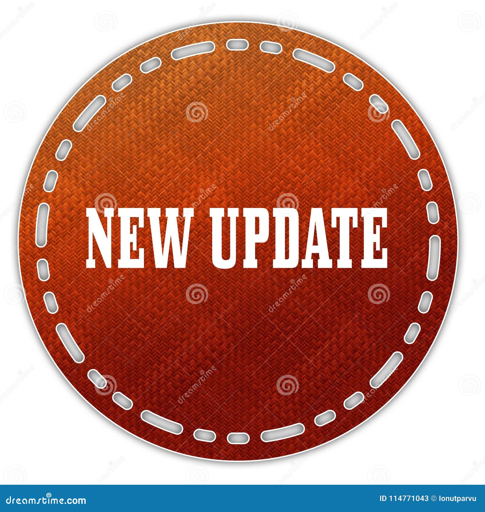 Round Orange Pattern Badge with NEW UPDATE Message. Stock Illustration ...