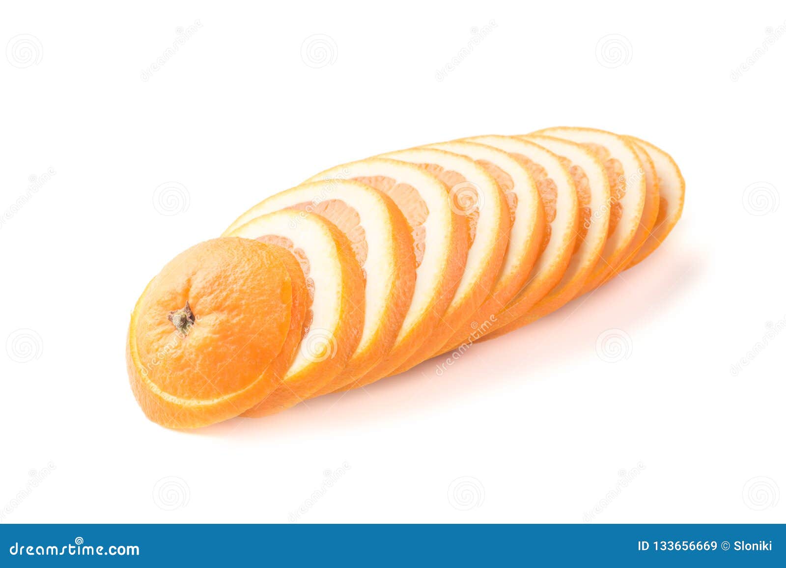 Round Orange Slices on White Background Stock Image - Image of juicy ...