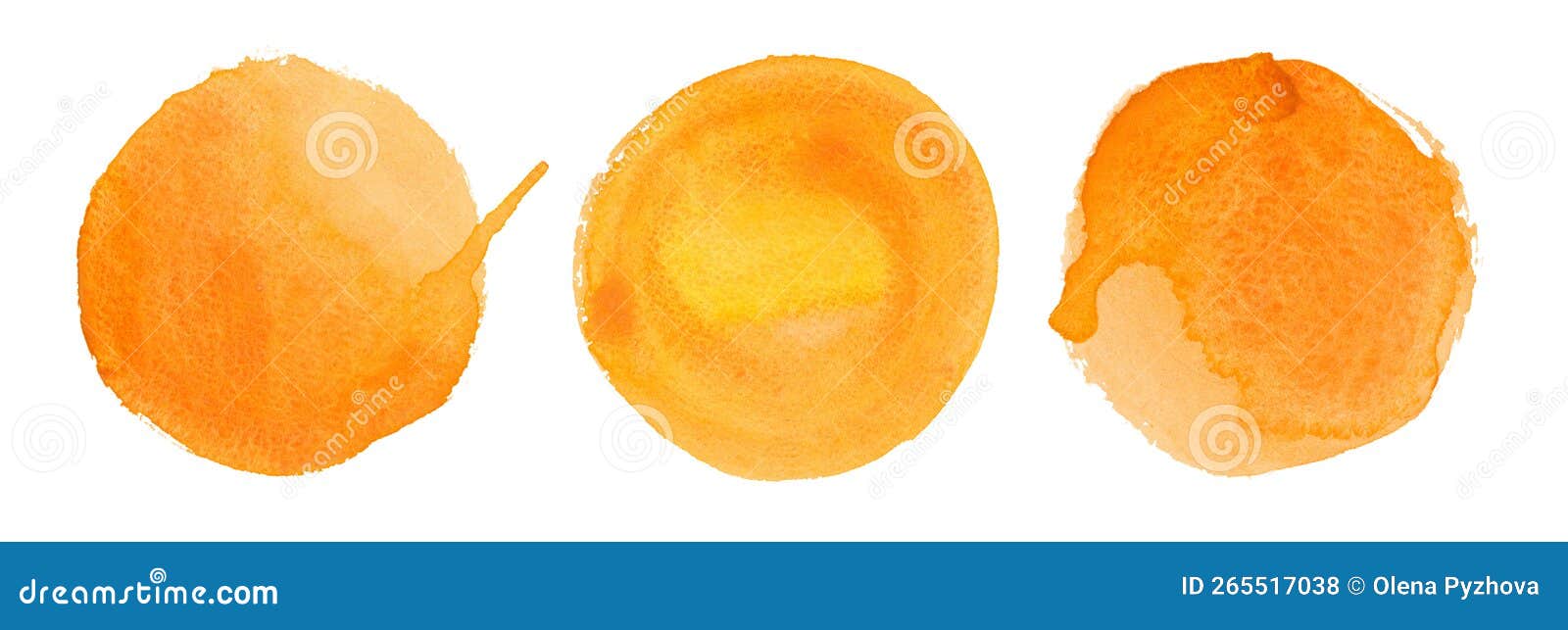 Round Orange Watercolor Frames Set, Circle Shape Form Isolated on White ...