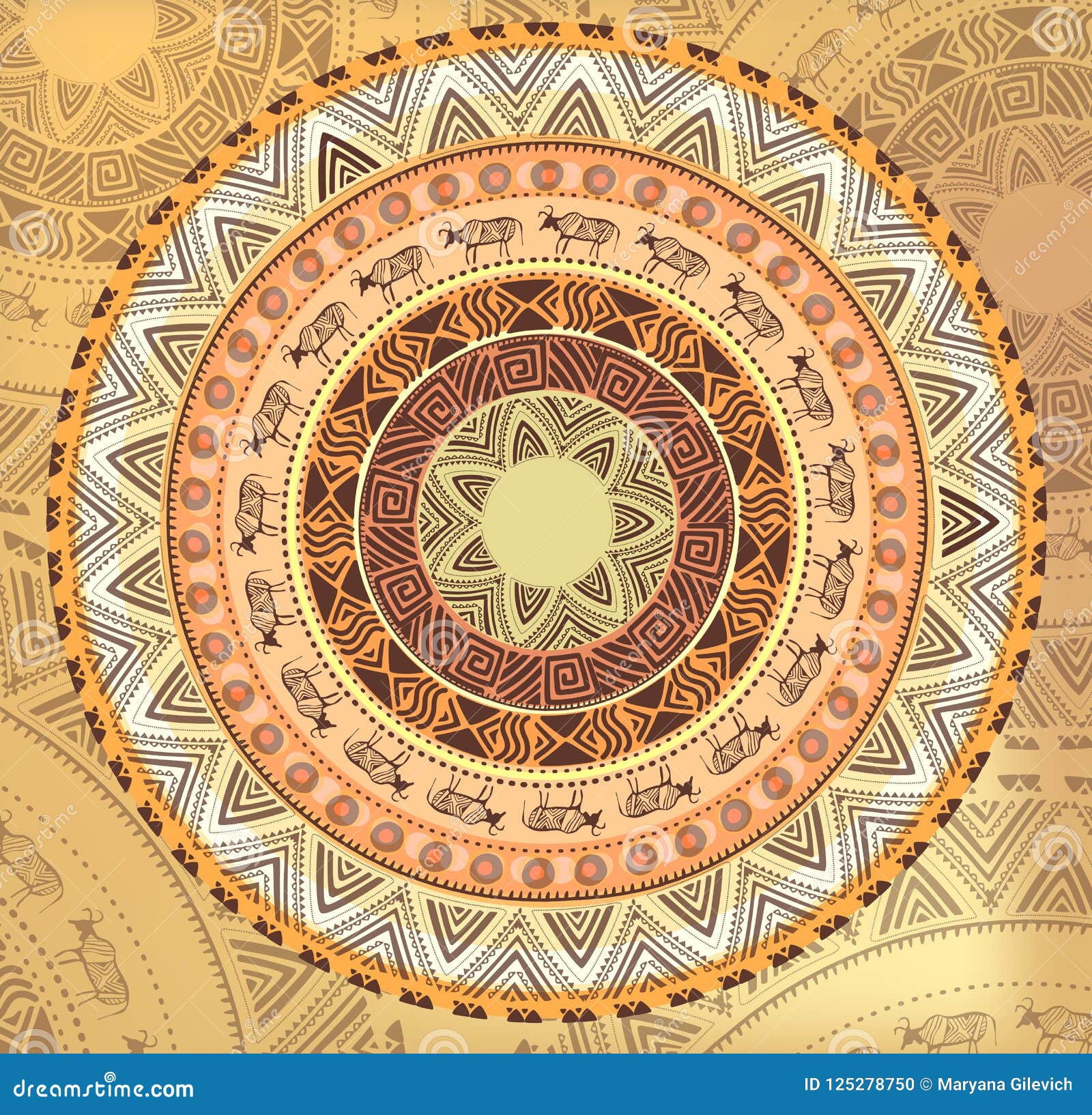 Round Ornament Pattern African Style Stock Vector - Illustration of ...