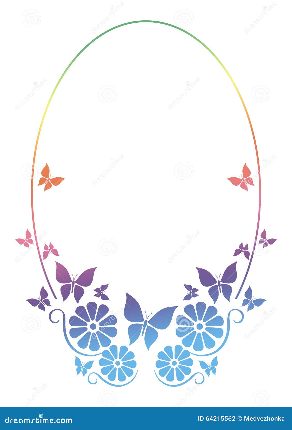 Round Ornamental Frame with Butterfly Stock Illustration - Illustration ...