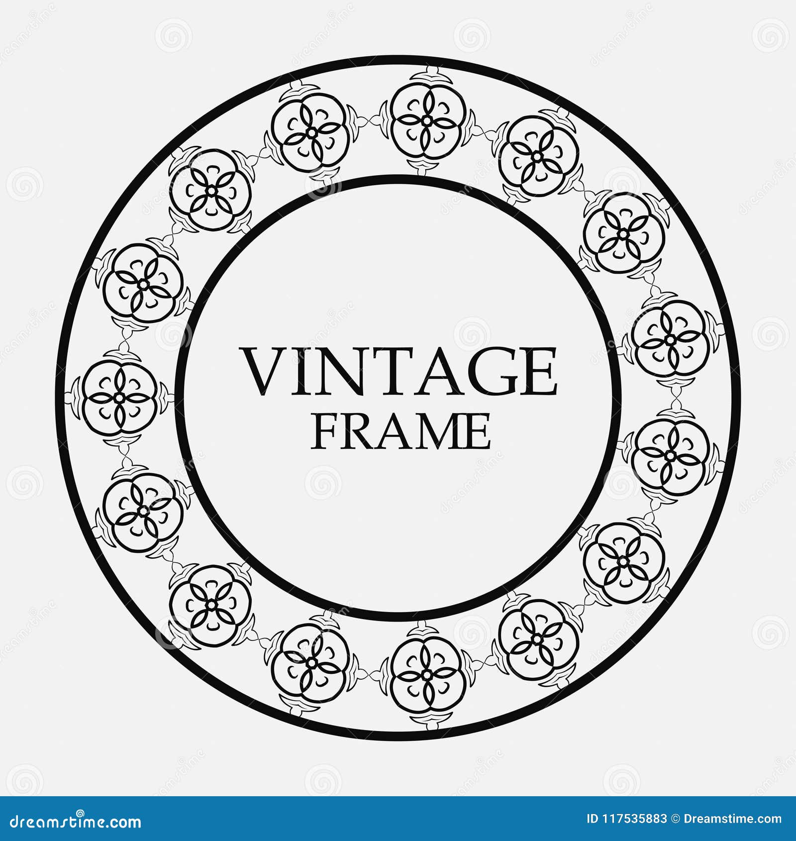 Round ornamental frame stock vector. Illustration of floral - 117535883