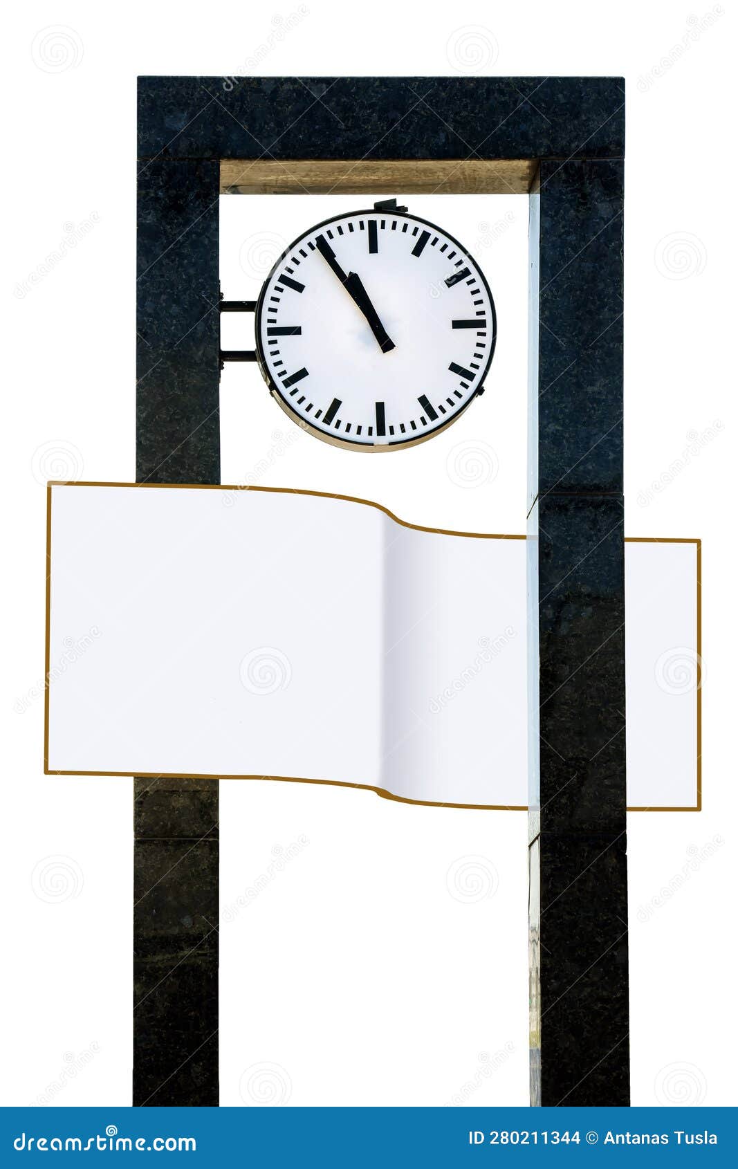 Round Outdoor Clock on White Background with Space for Text Stock Photo ...