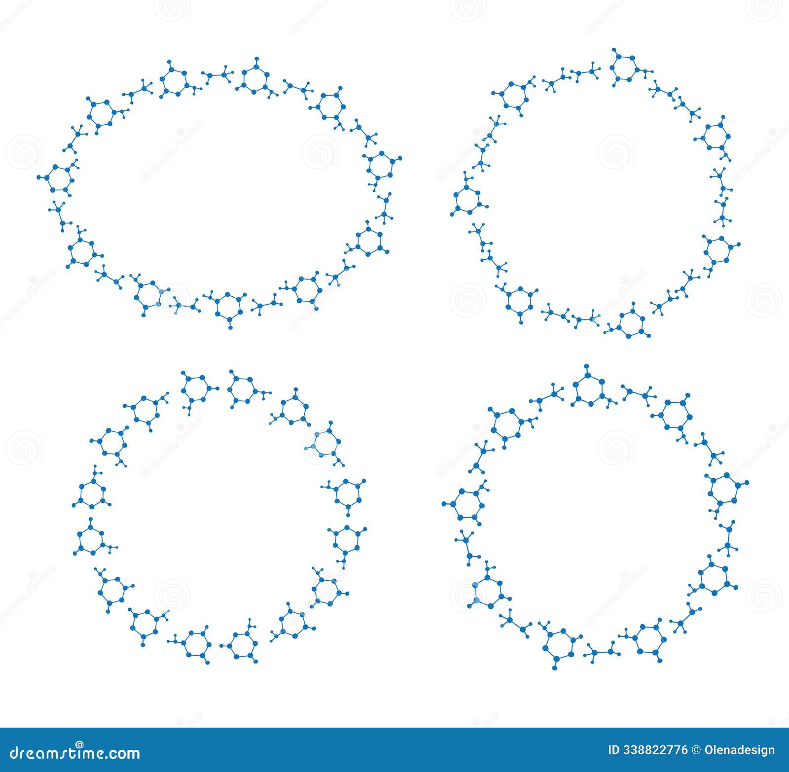 Round and Oval Frames with Molecular Structures. Vector Set Stock ...
