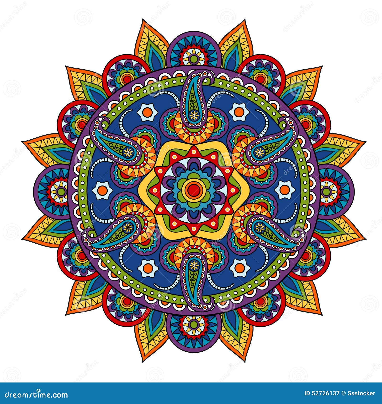 Round Paisley Pattern stock vector. Illustration of geometric - 52726137