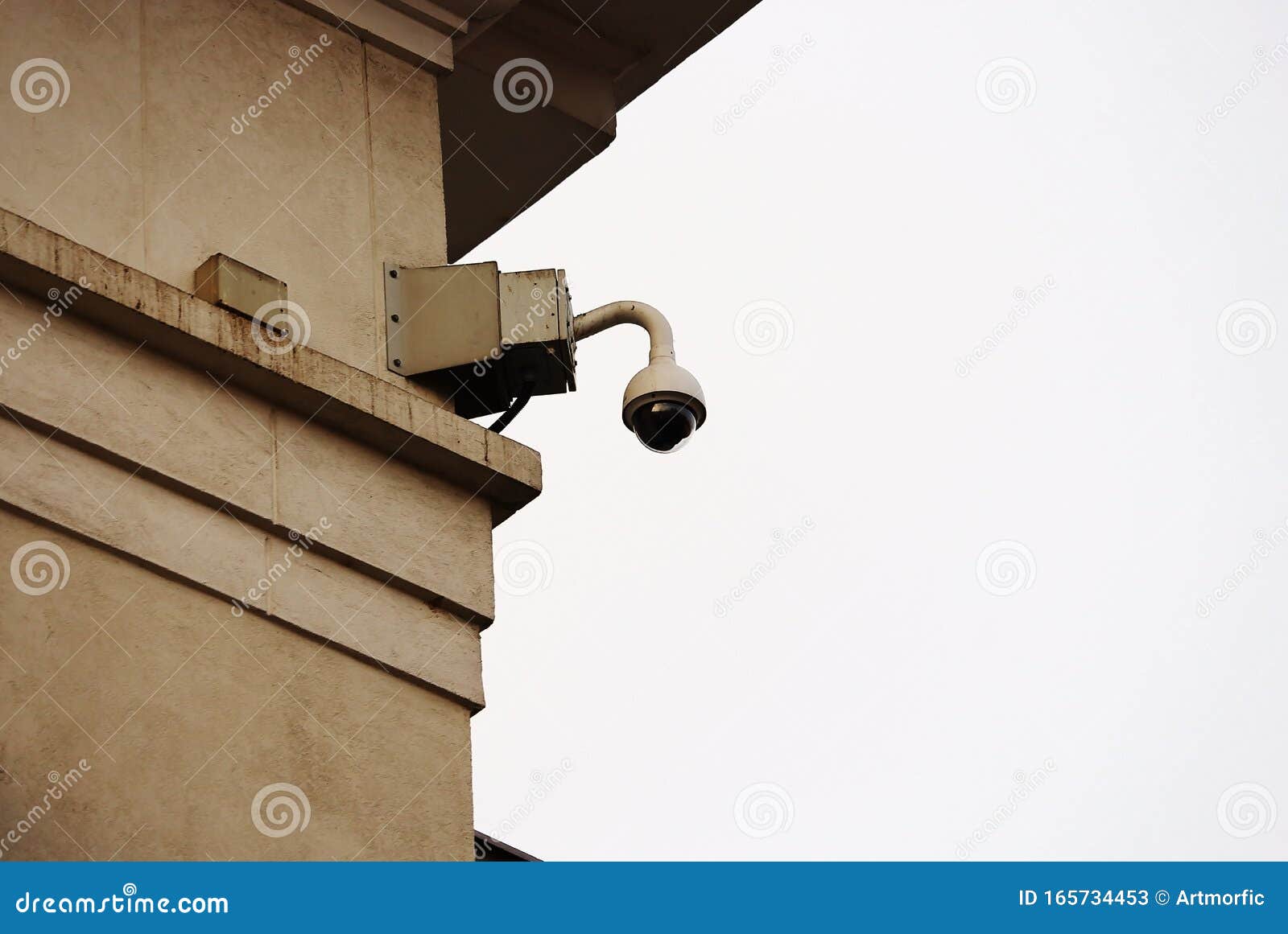 Round Panoramic Video Security Camera on Old City Building Corner Stock ...