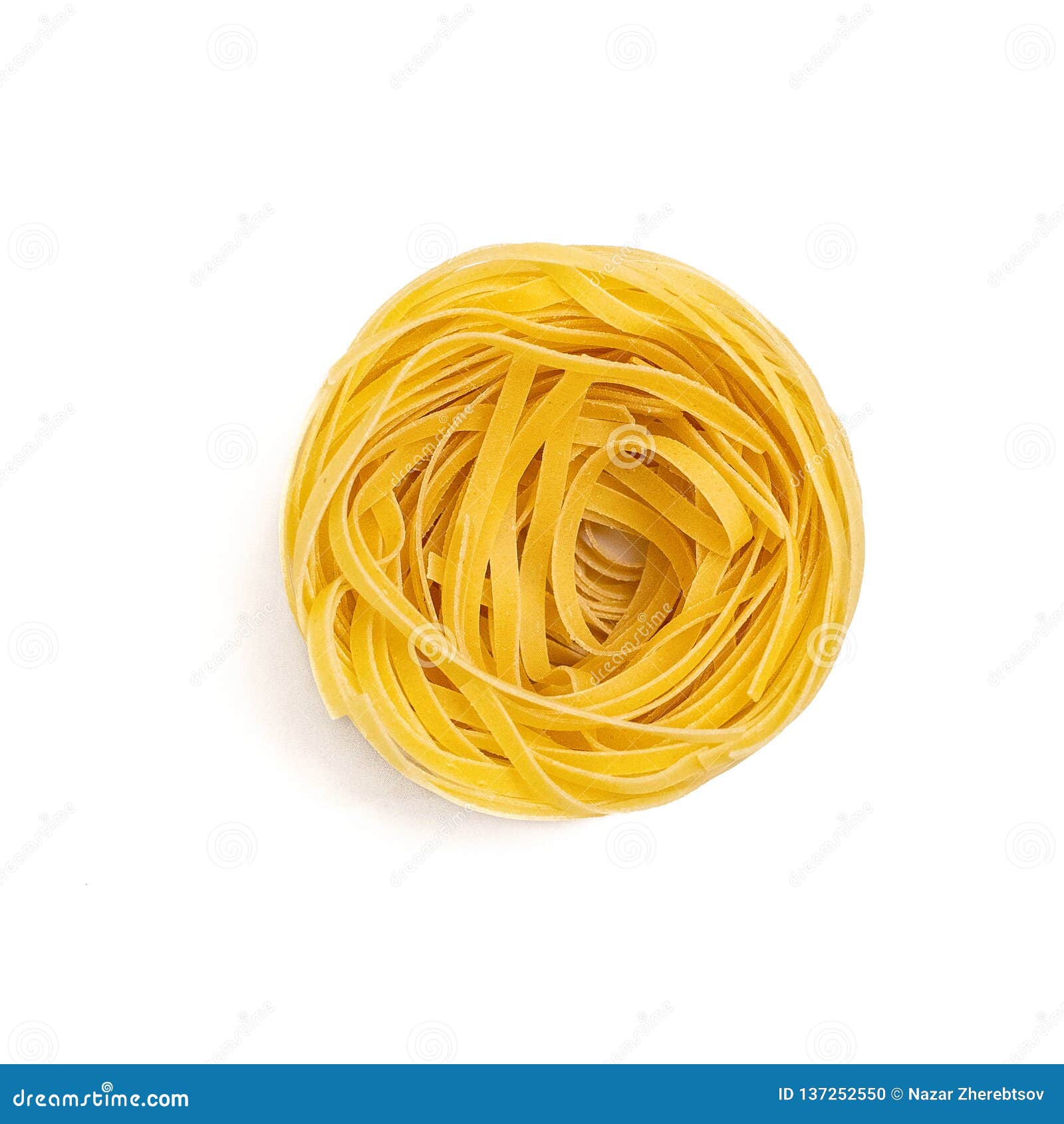 Round Pasta Isolated on a White Background. Top View Stock Photo ...