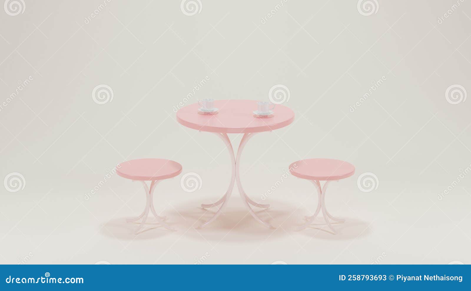 Round Pastel Modern Minimal Table Set with Chairs. Mock Up Minimal ...