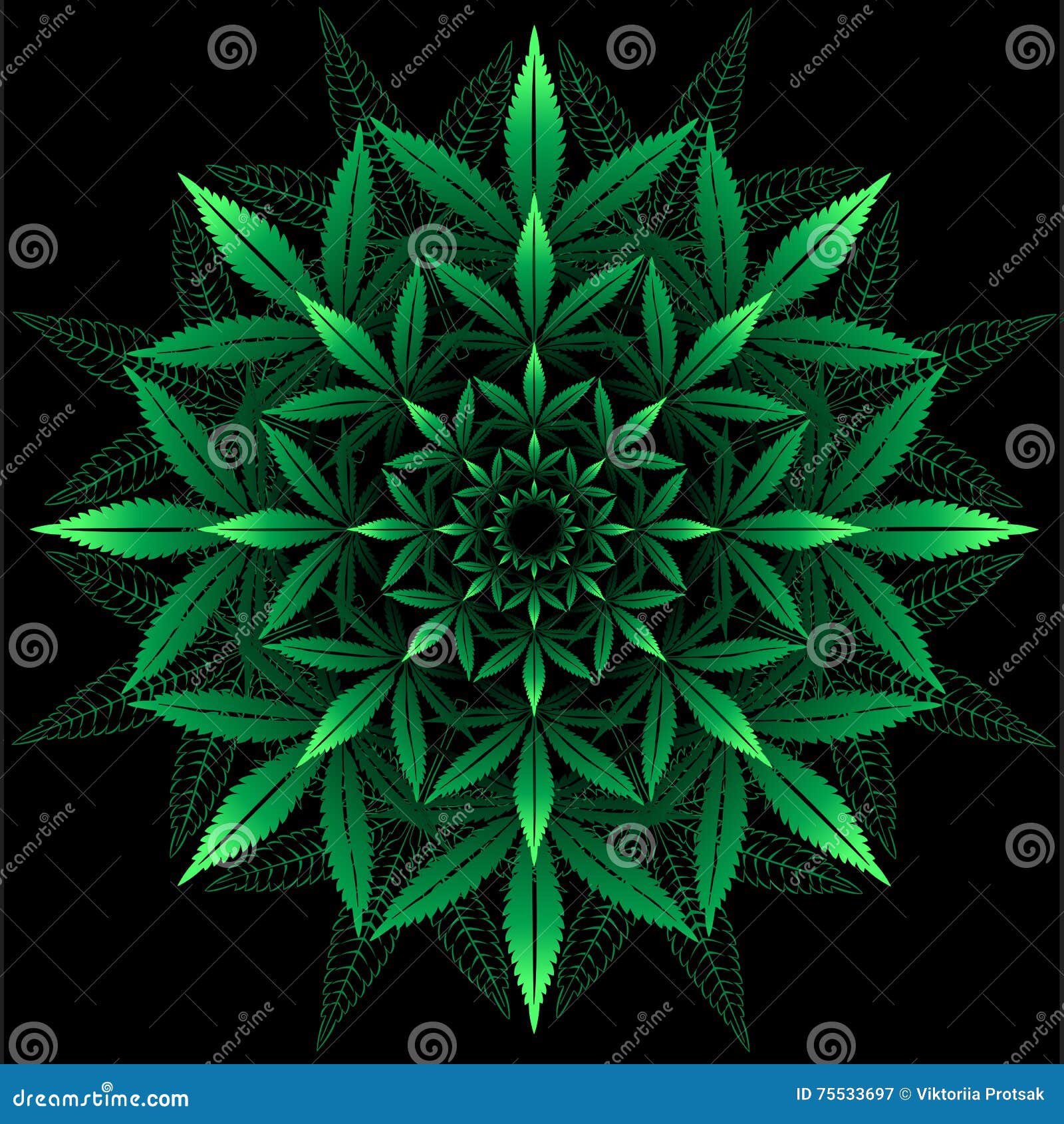 Round Pattern from Cannabis Leaf Stock Vector - Illustration of herbal ...