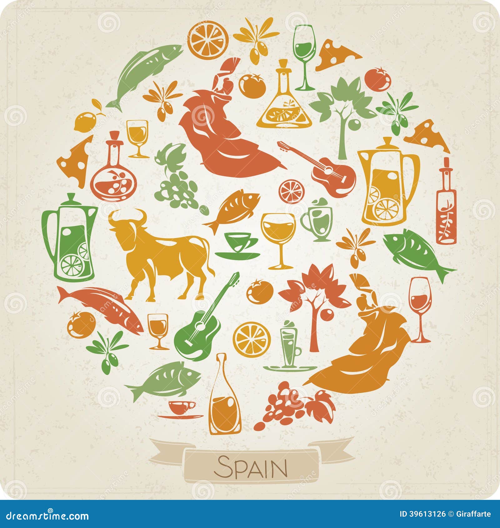 Round Pattern with Elements Symbols of Spain Stock Vector ...