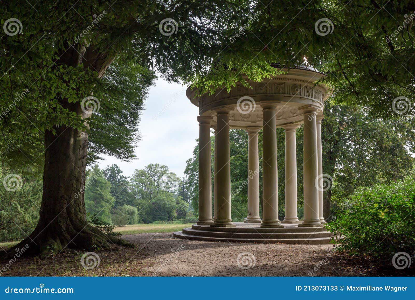 Round Pavilion with Coloums between Trees in Park Stock Image - Image ...