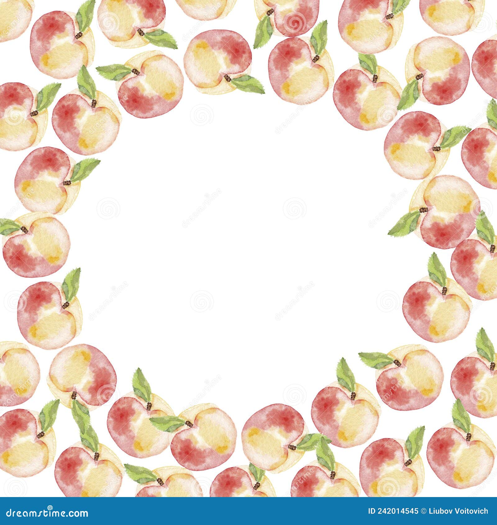 Round Peaches Frame. Juicy Pink Fruit Illustration Stock Image - Image ...