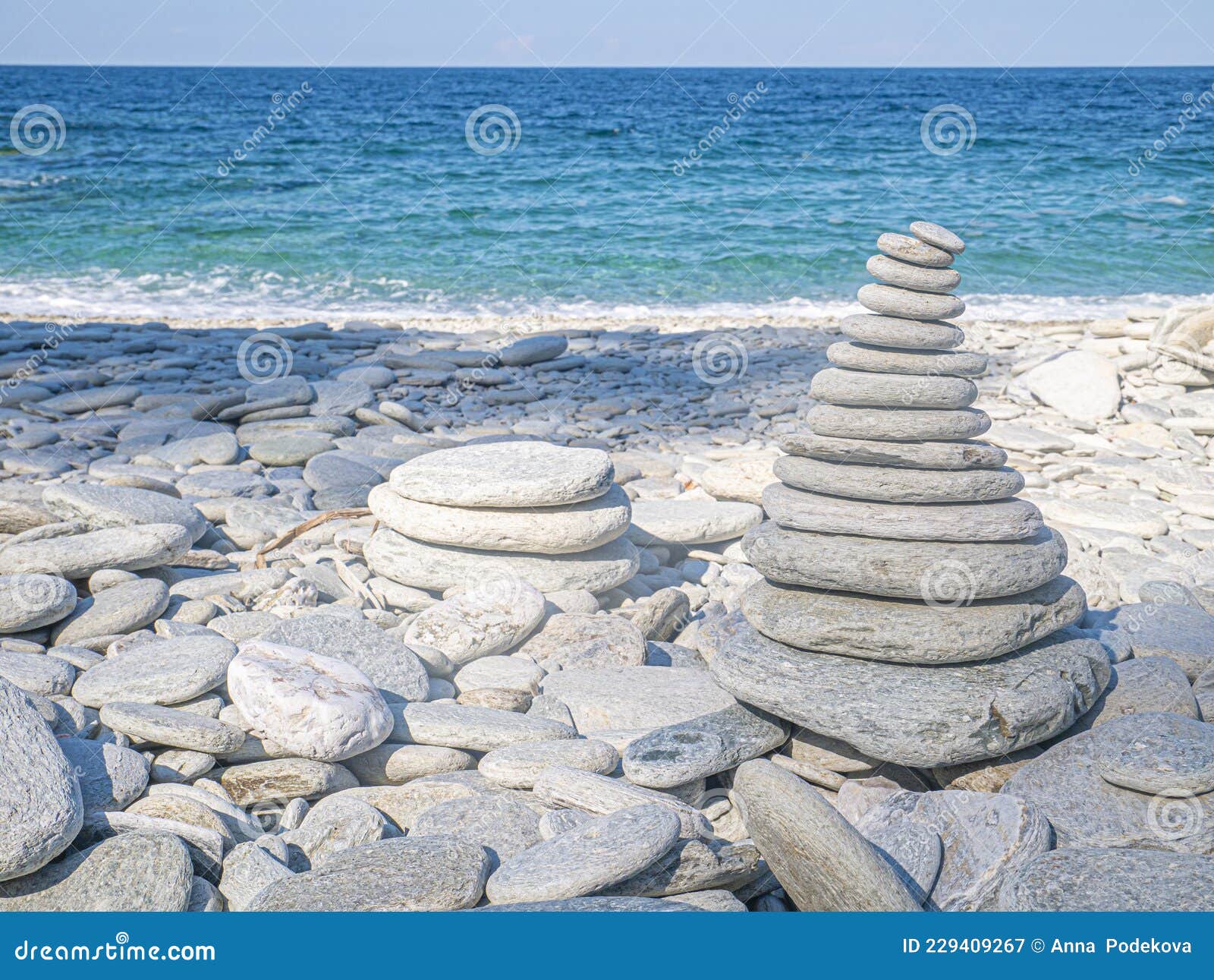 Round Pebbles Beach in Greece. Natural Beauty. Stock Image - Image of ...