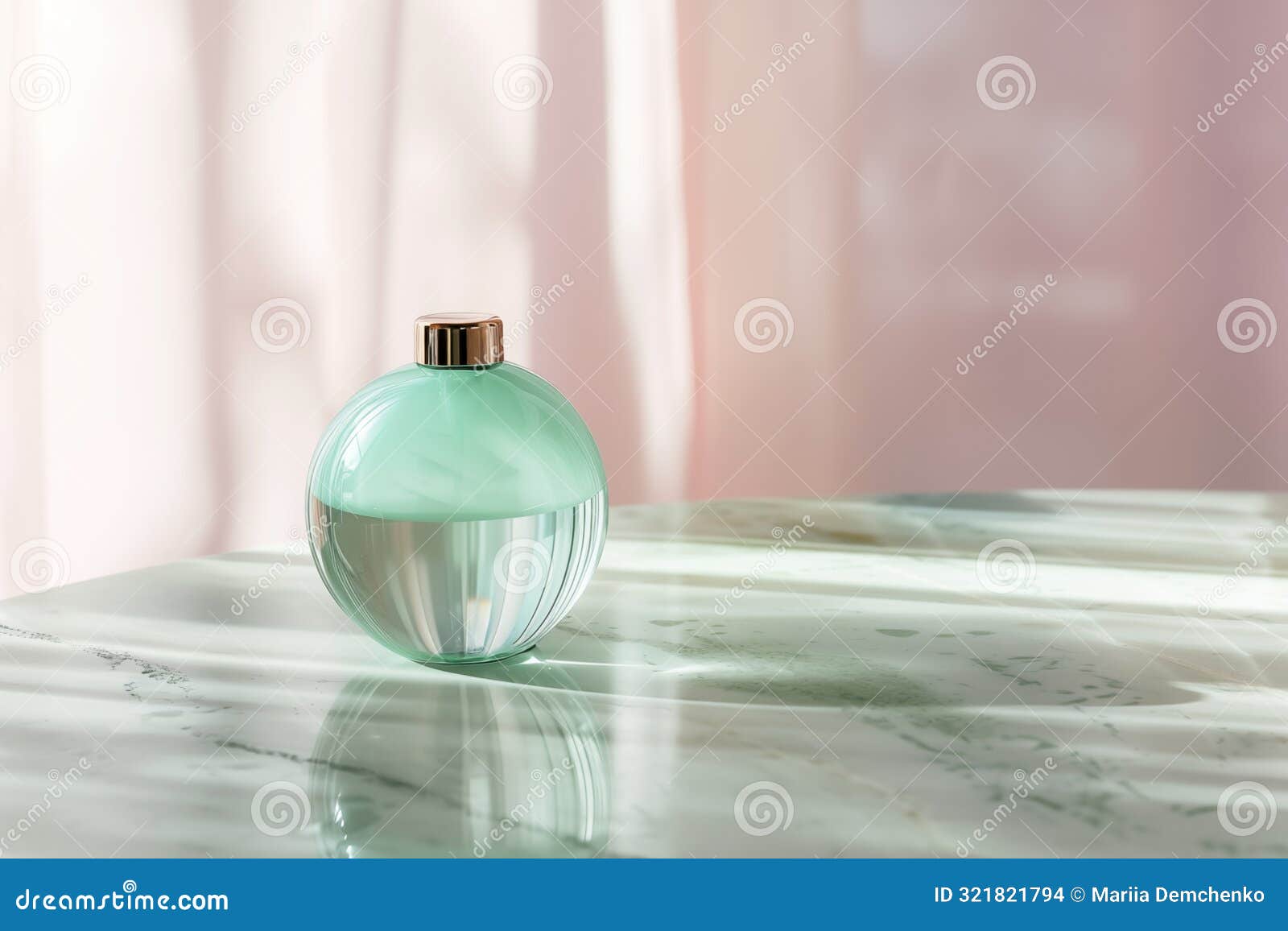 Round Perfume Bottle with Blue and Pink Background Stock Photo - Image ...