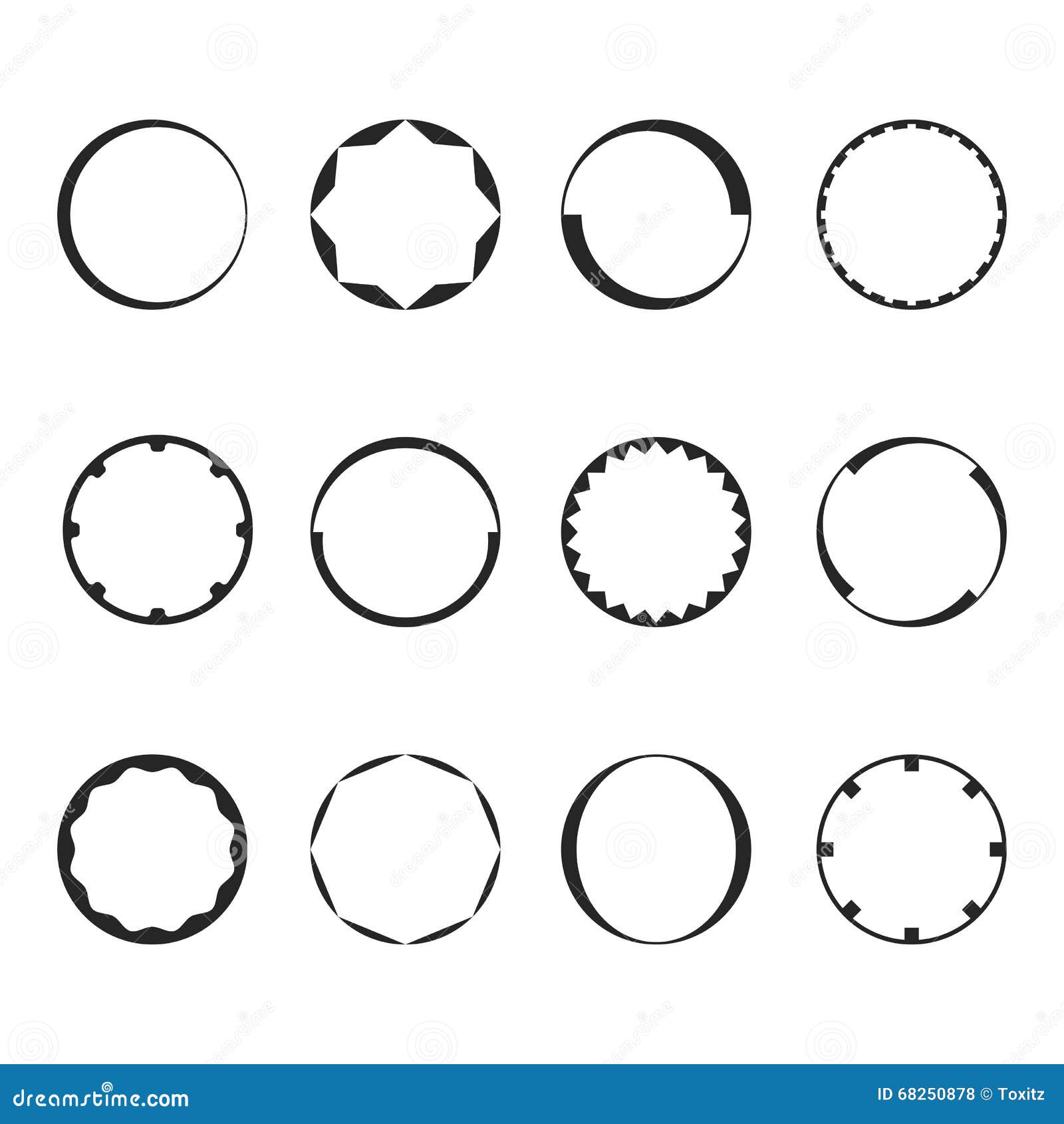 Round Photo Frames Set with Different Design. Stock Vector ...