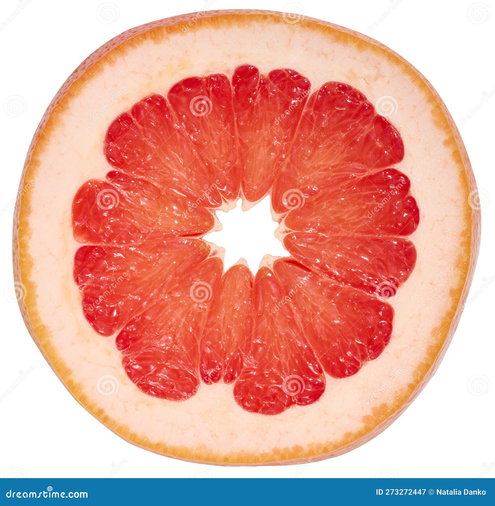 Round Piece of Grapefruit on a White Isolated Background, Top View ...