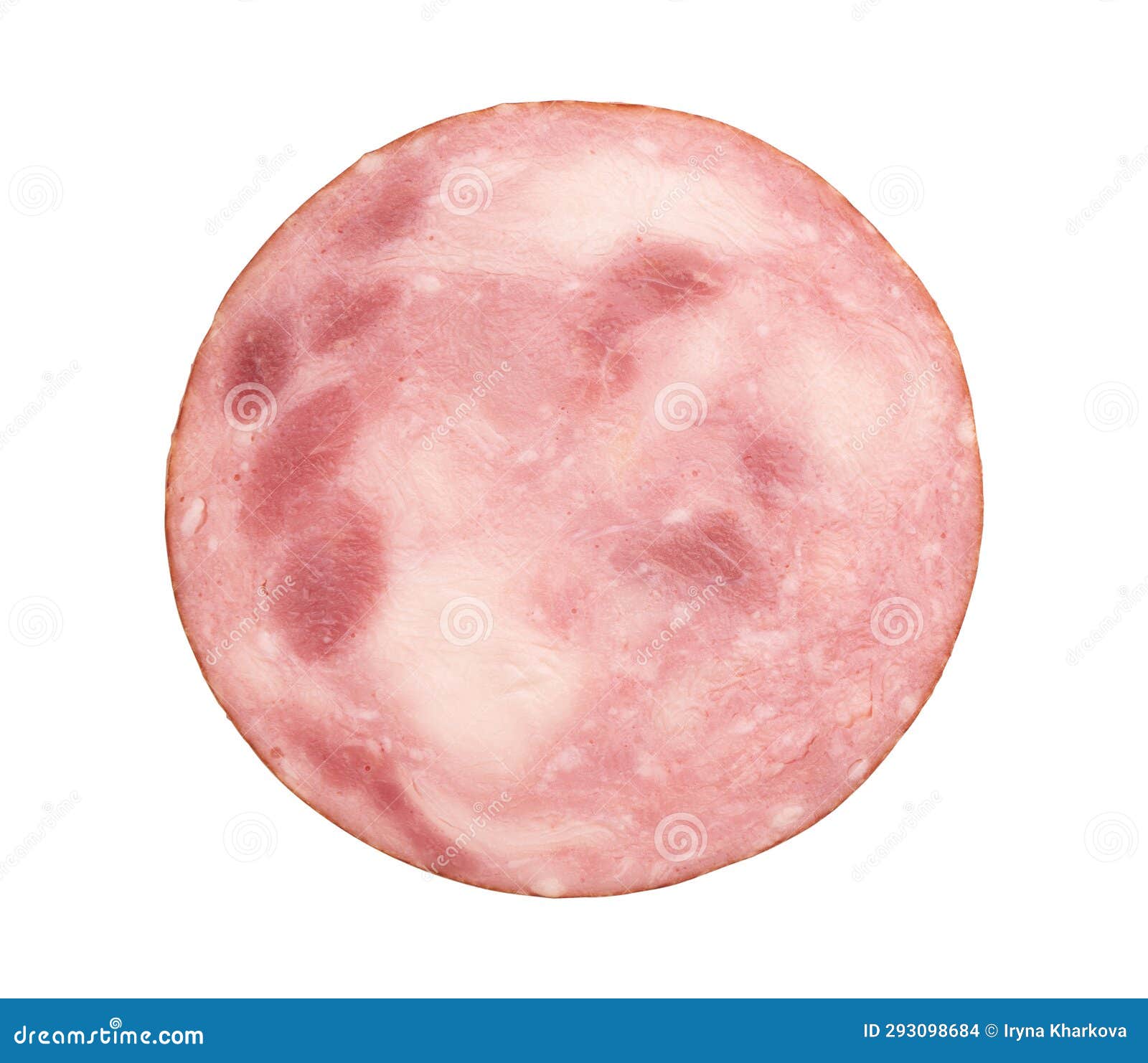 Round Piece of Ham Isolated on White Background Stock Photo - Image of ...