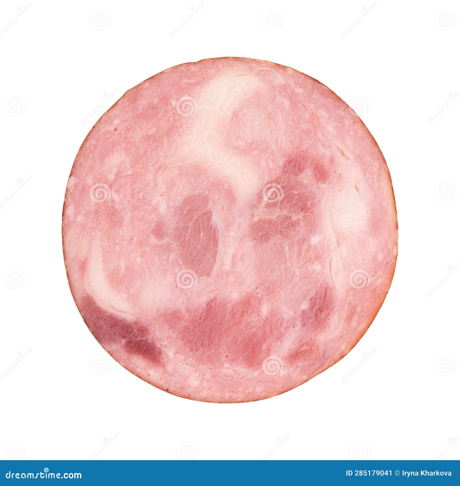 Round Piece of Ham Isolated on White Background Stock Image - Image of ...