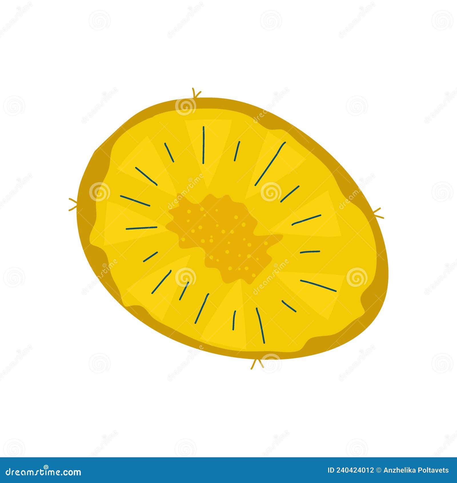 Round Piece of Pineapple Isolated on White Background.Sweet Summer ...