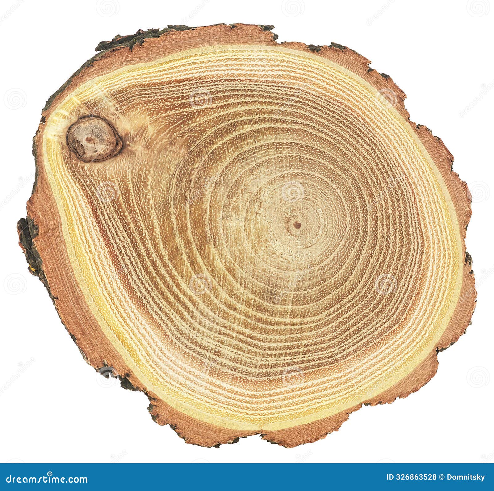 Round Piece of Wood in Cross Section with Wood Texture Pattern Isolated ...