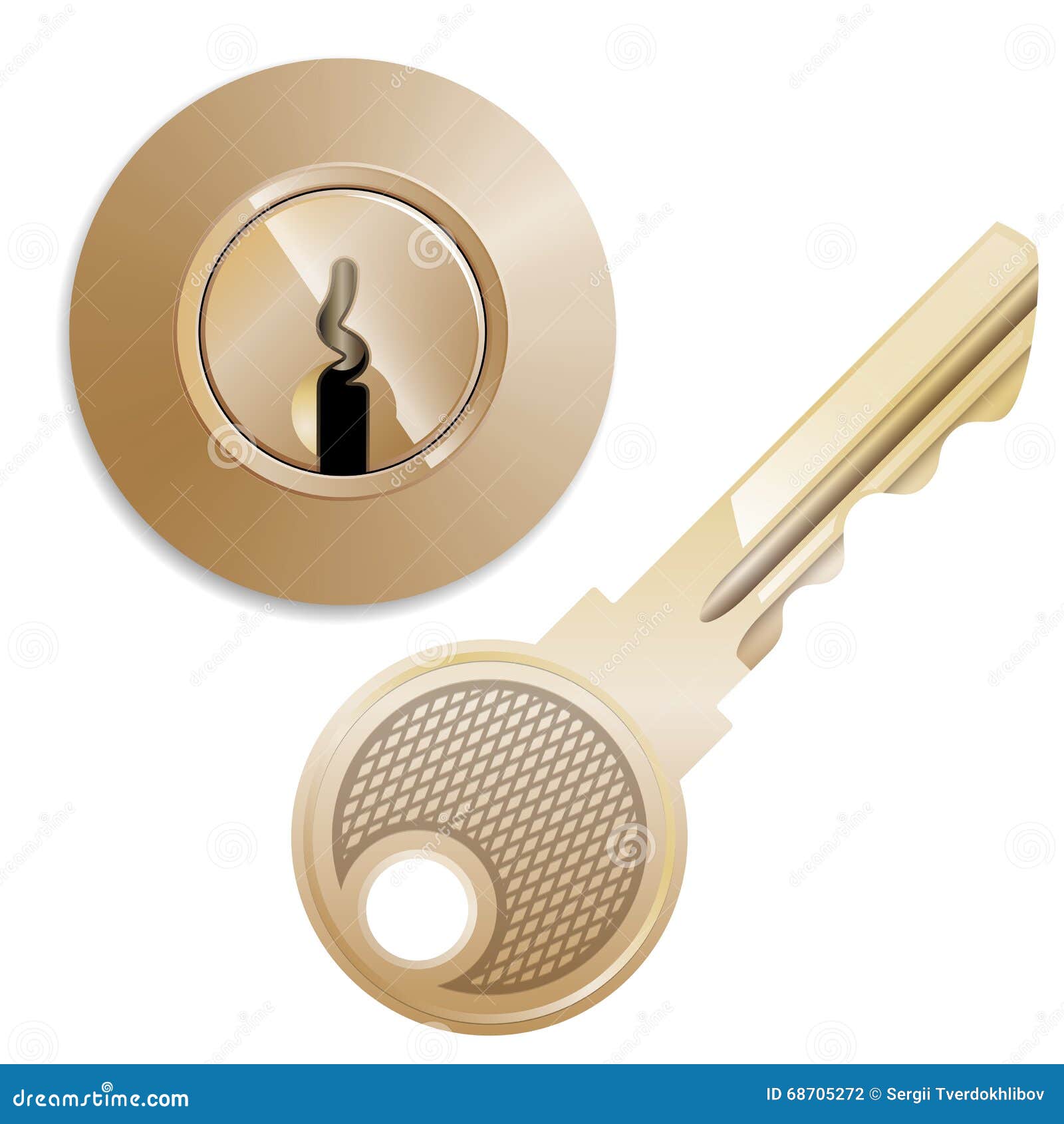Round Pin Tumbler Lock and Key Stock Vector - Illustration of home ...