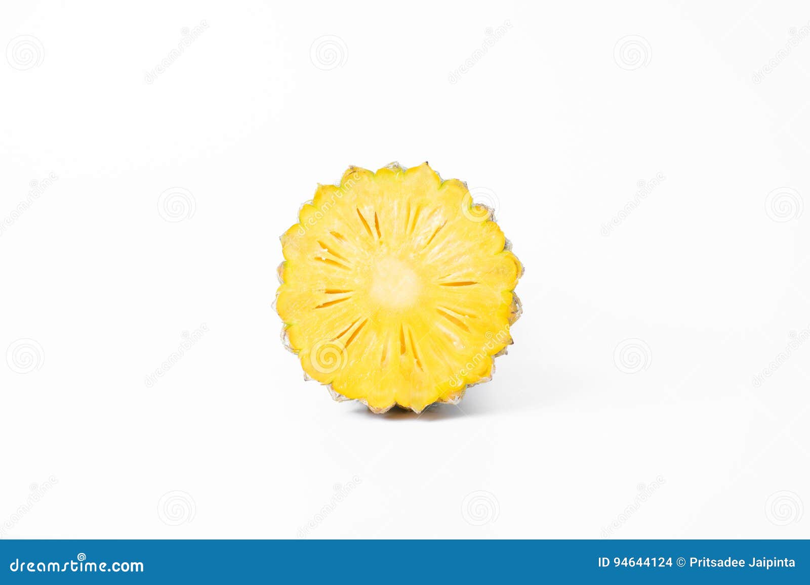Round Pineapple Slice with Skin Isolated on White Stock Photo - Image ...