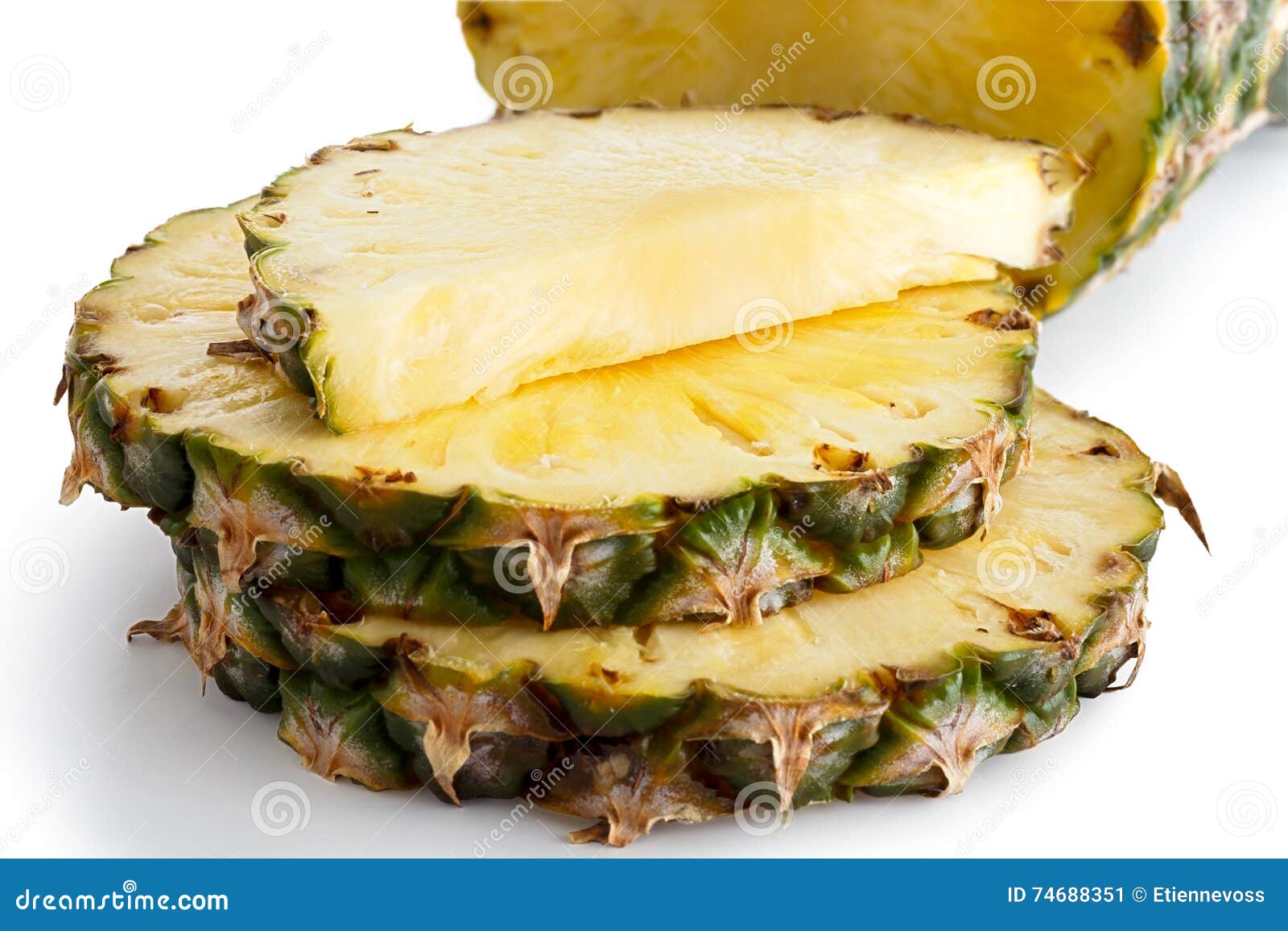 Round Pineapple Slices with Skin. Stock Image - Image of green ...