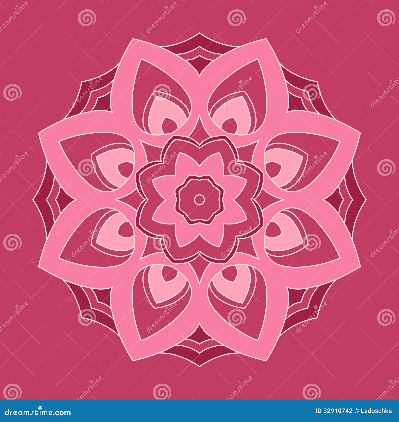 Round pink flower stock vector. Illustration of decorative - 32910742