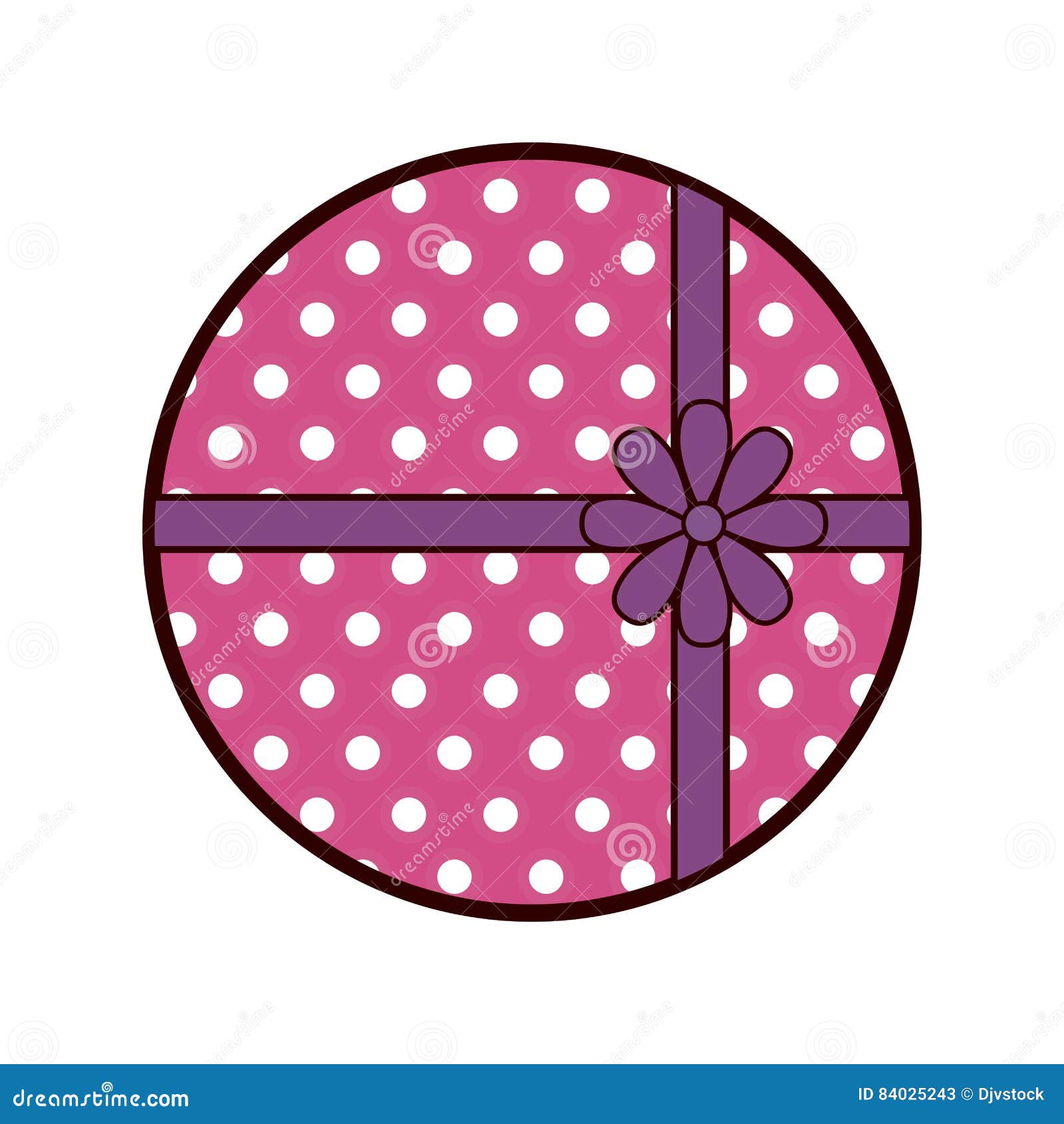Round Pink Gift Box Present Ribbon Dots Stock Illustration ...