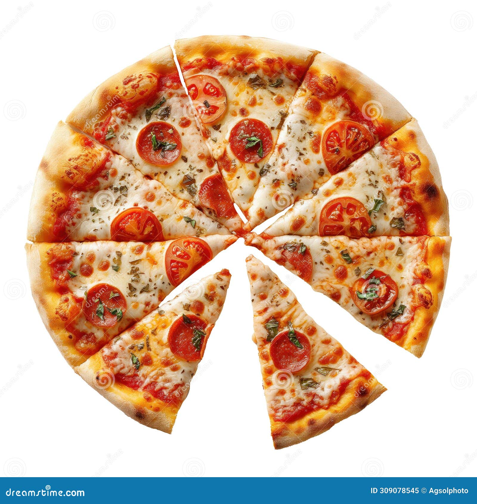 Round Pizza Cut into Triangular Pieces Folded in a Circle Isolated on a ...