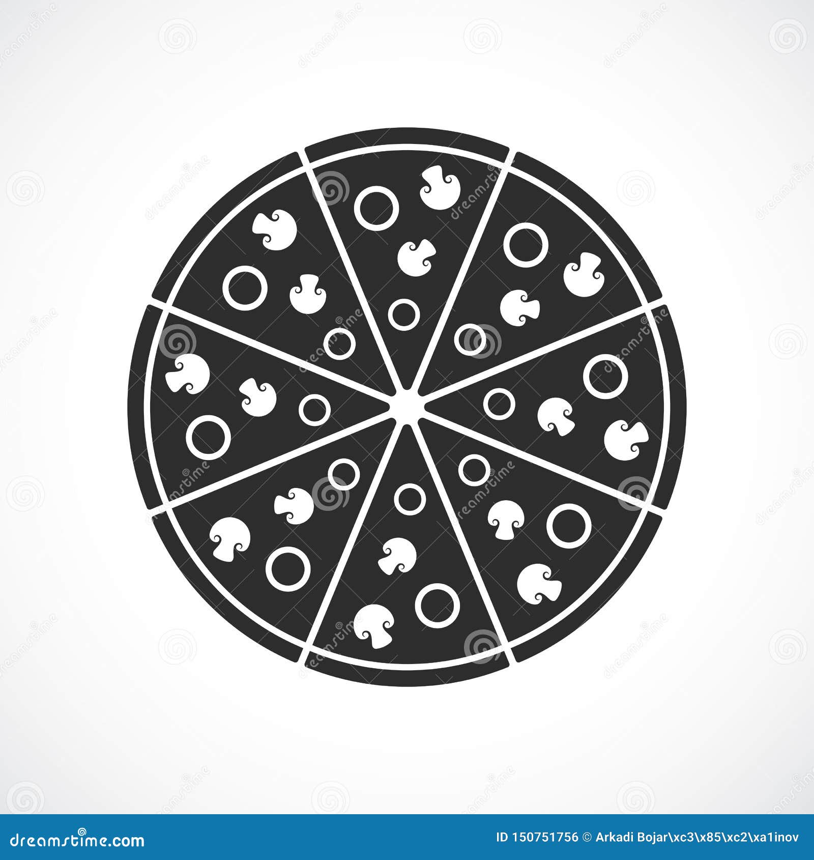 Round pizza vector icon stock vector. Illustration of dainty - 150751756