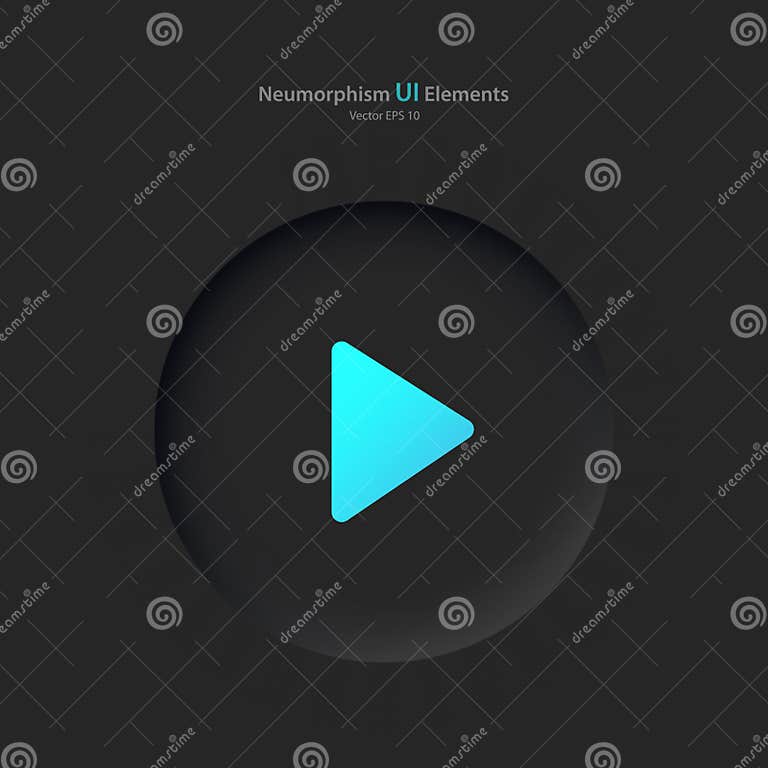 Round Play Button on a Black Background. User Interface Elements in the Style of Neumorphism, UX ...