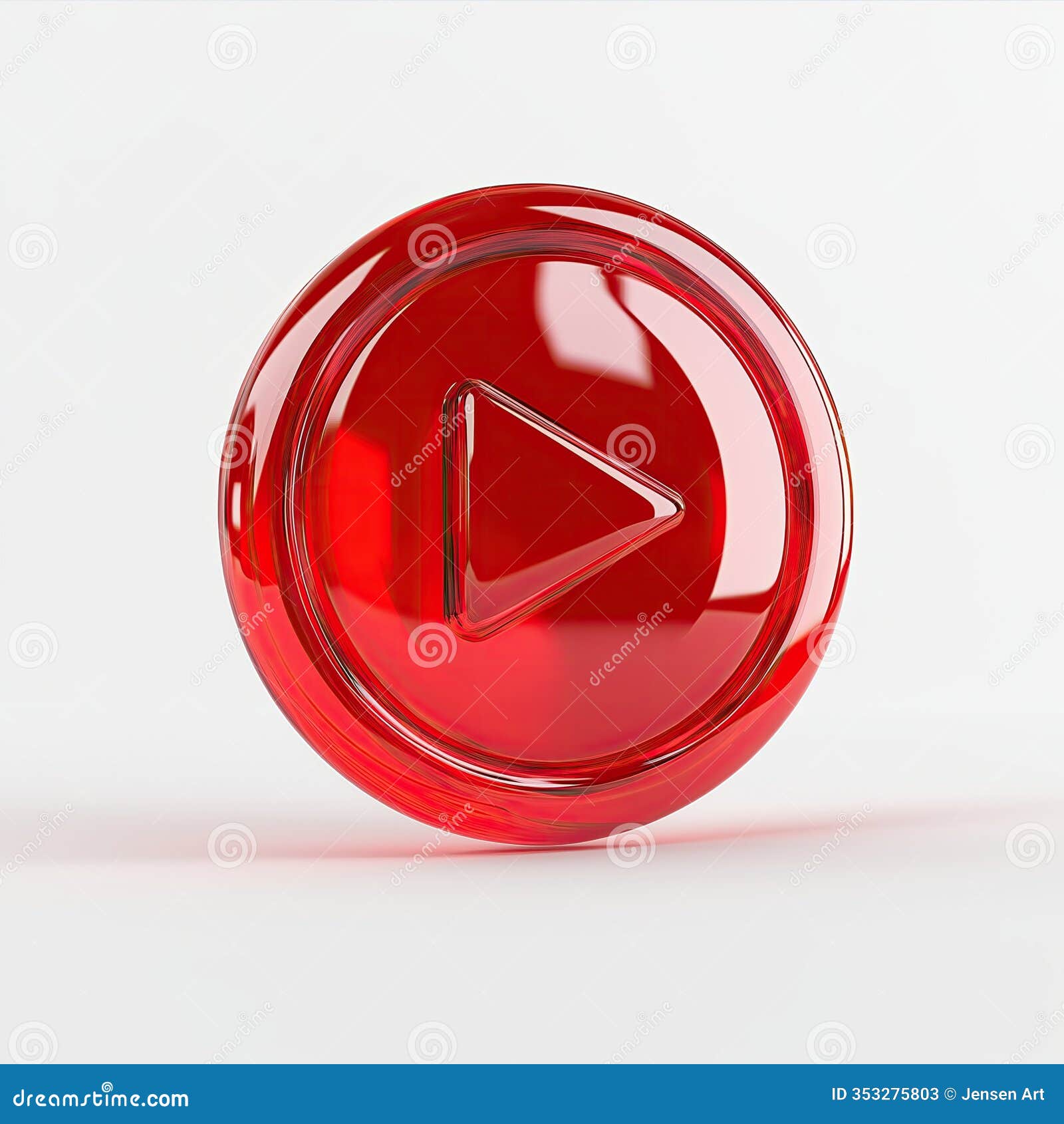 Round Play Button Icon on White Background, 3D Rendering Digital Media ...