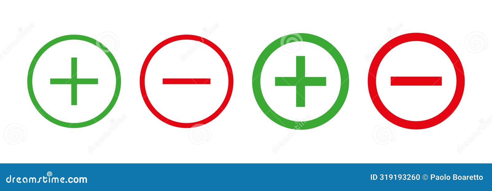 Set Of Round Plus Sign, Exclamation Point And Minus Sign Thin Line ...
