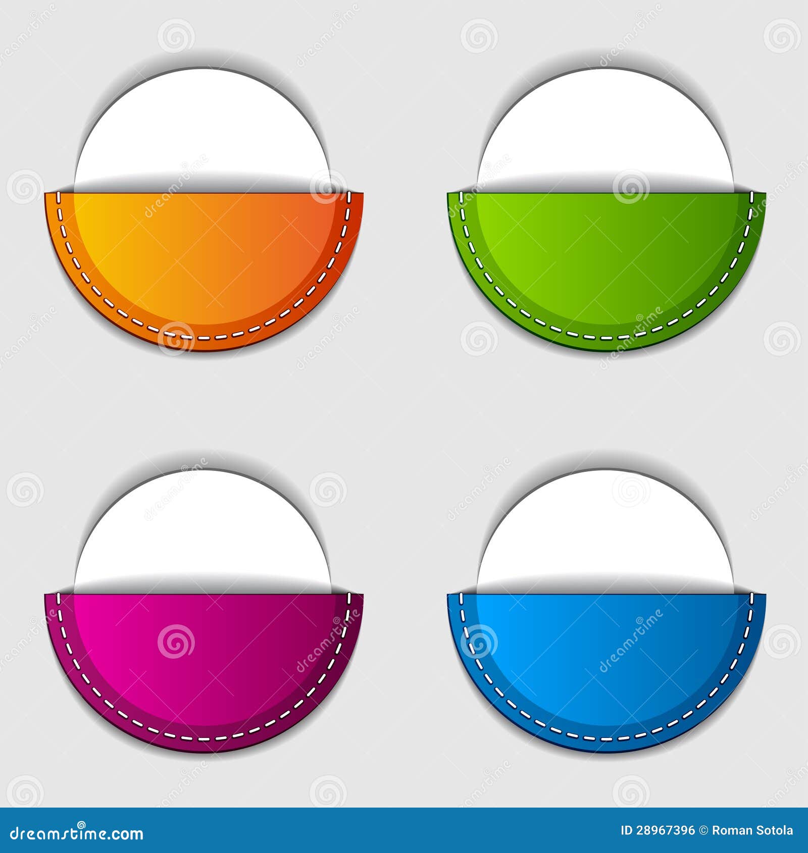 Round pocket labels stock vector. Illustration of color - 28967396
