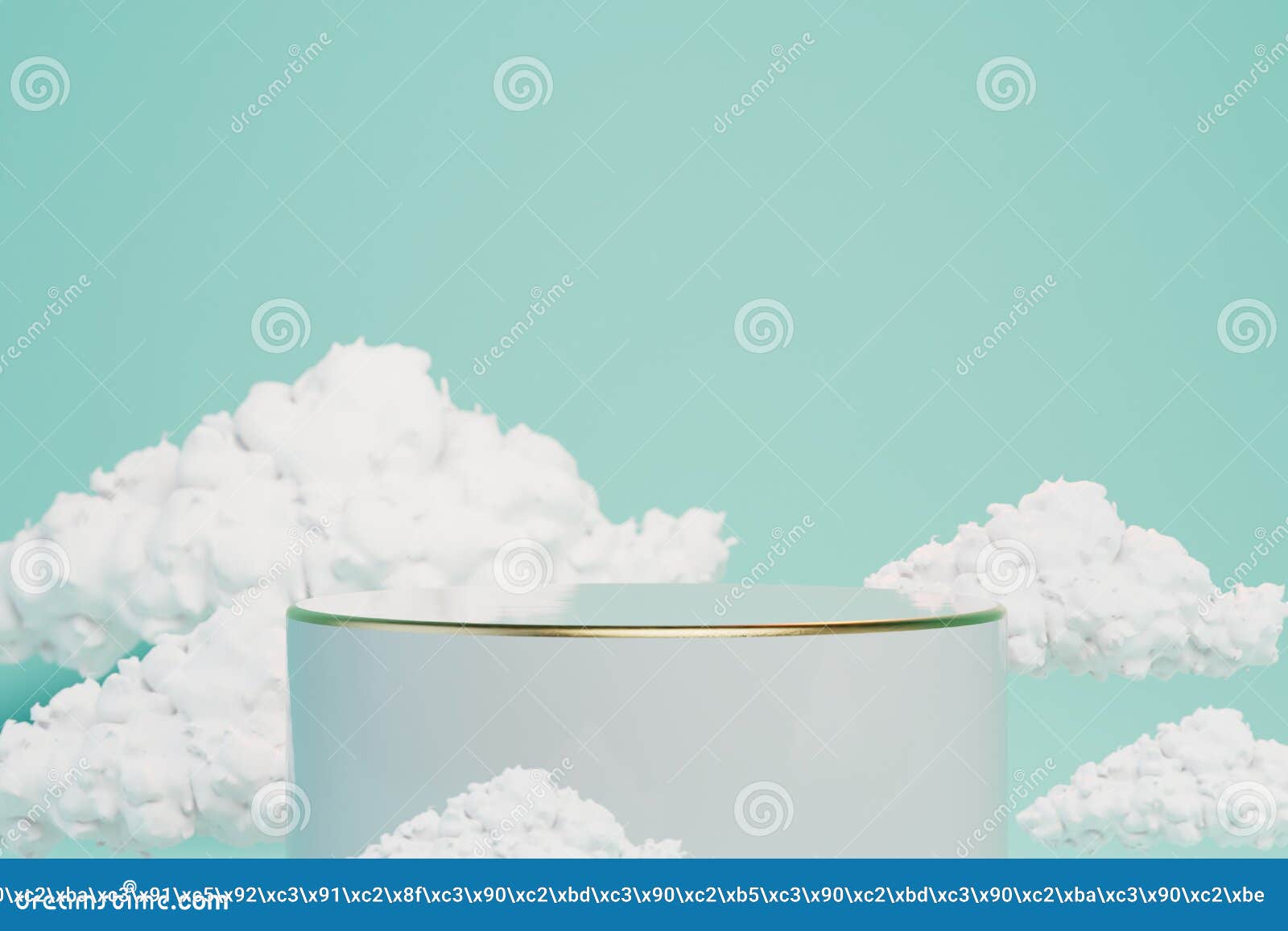 A Round Podium for Placing Products among the Clouds on a Blue ...