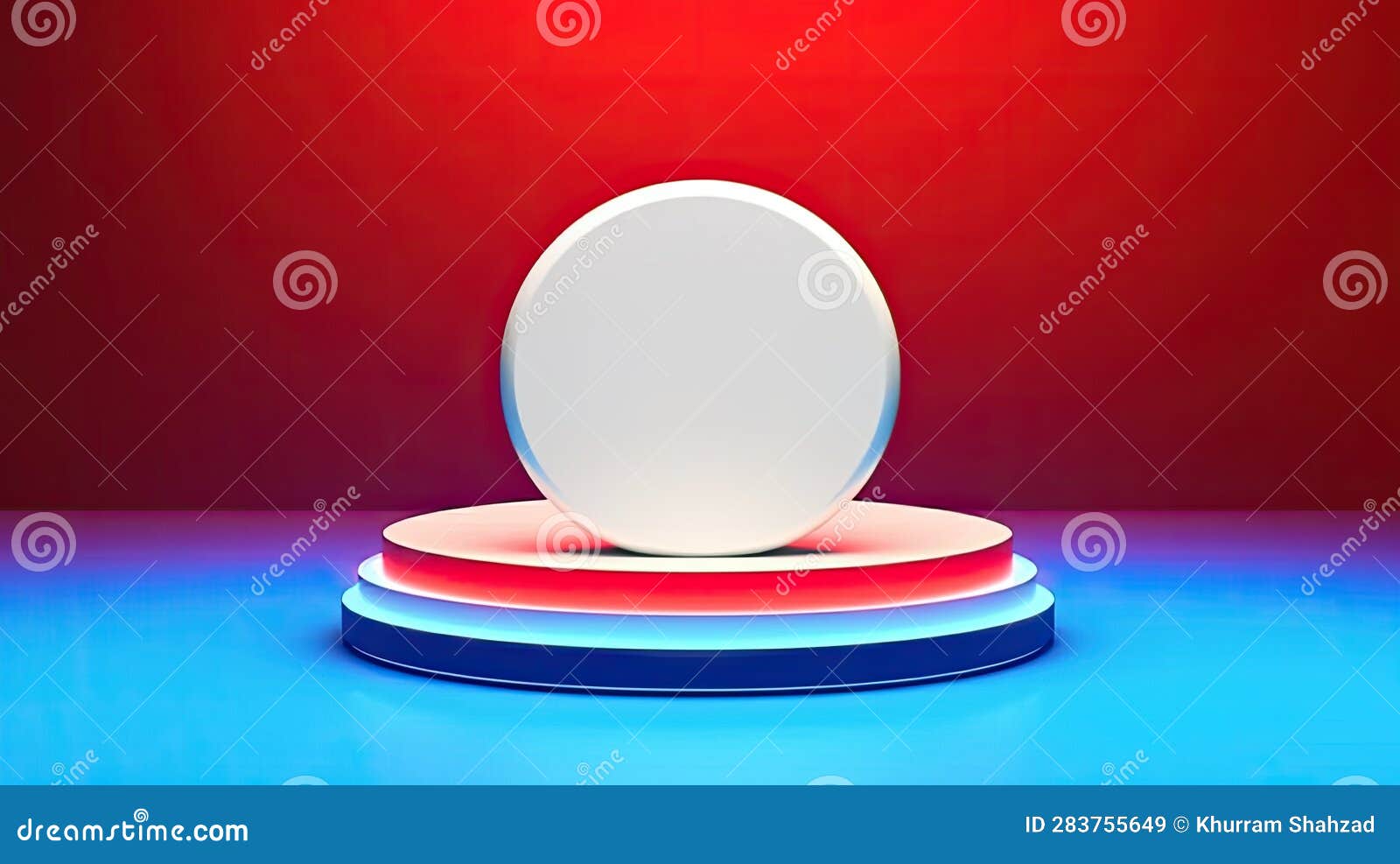 Round Podium with Red Blue Background Stock Illustration - Illustration ...