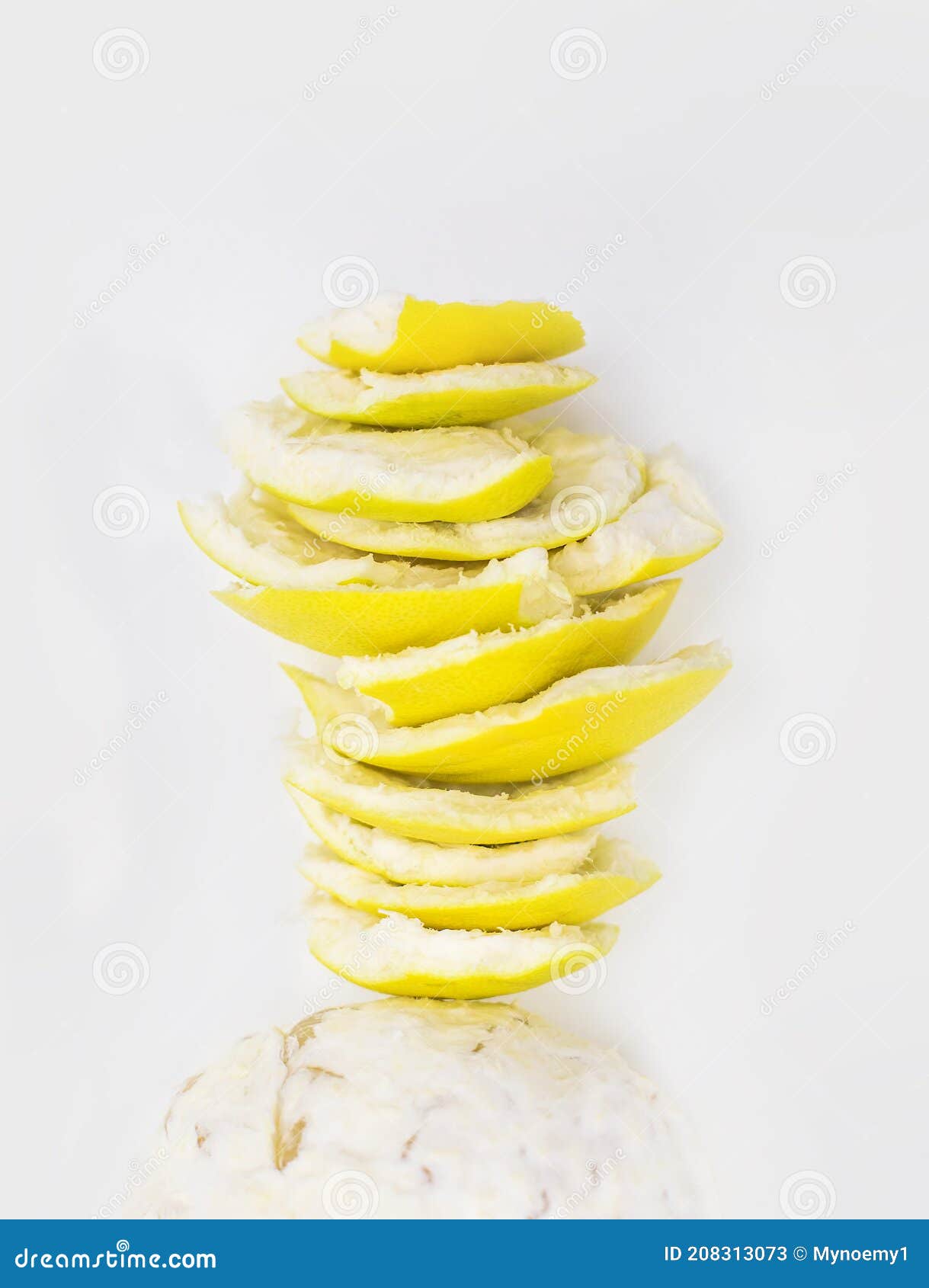 Round Pomelo Citrus Fruit with Stack of Thick Peel Stock Image - Image ...
