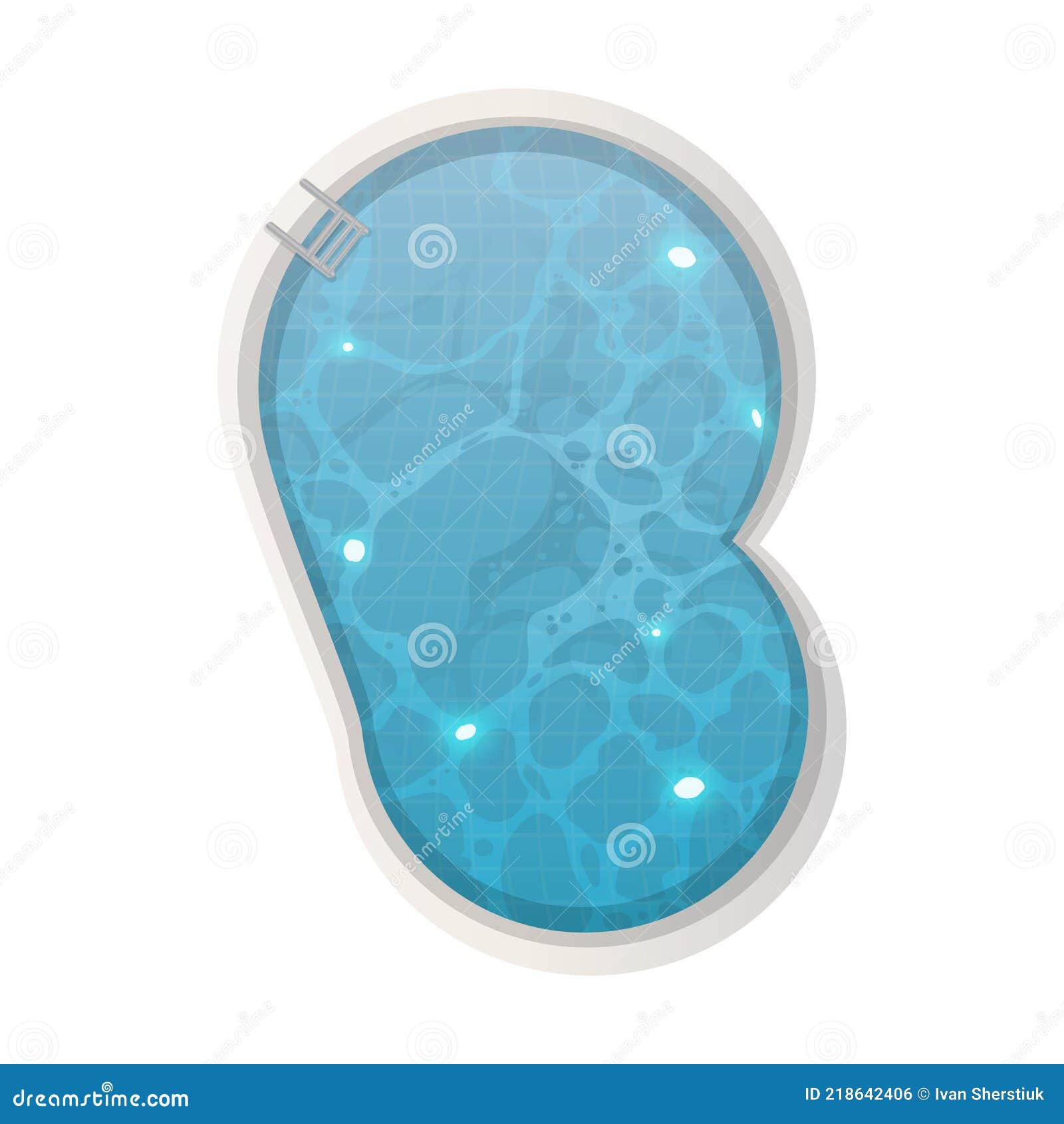 Round Pool Top View. Isolated. Summer Theme Composition. Vector ...