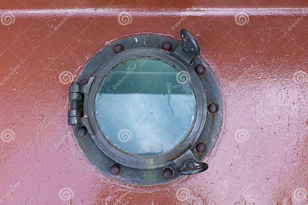 Porthole on ship. stock image. Image of glass, design - 312633003