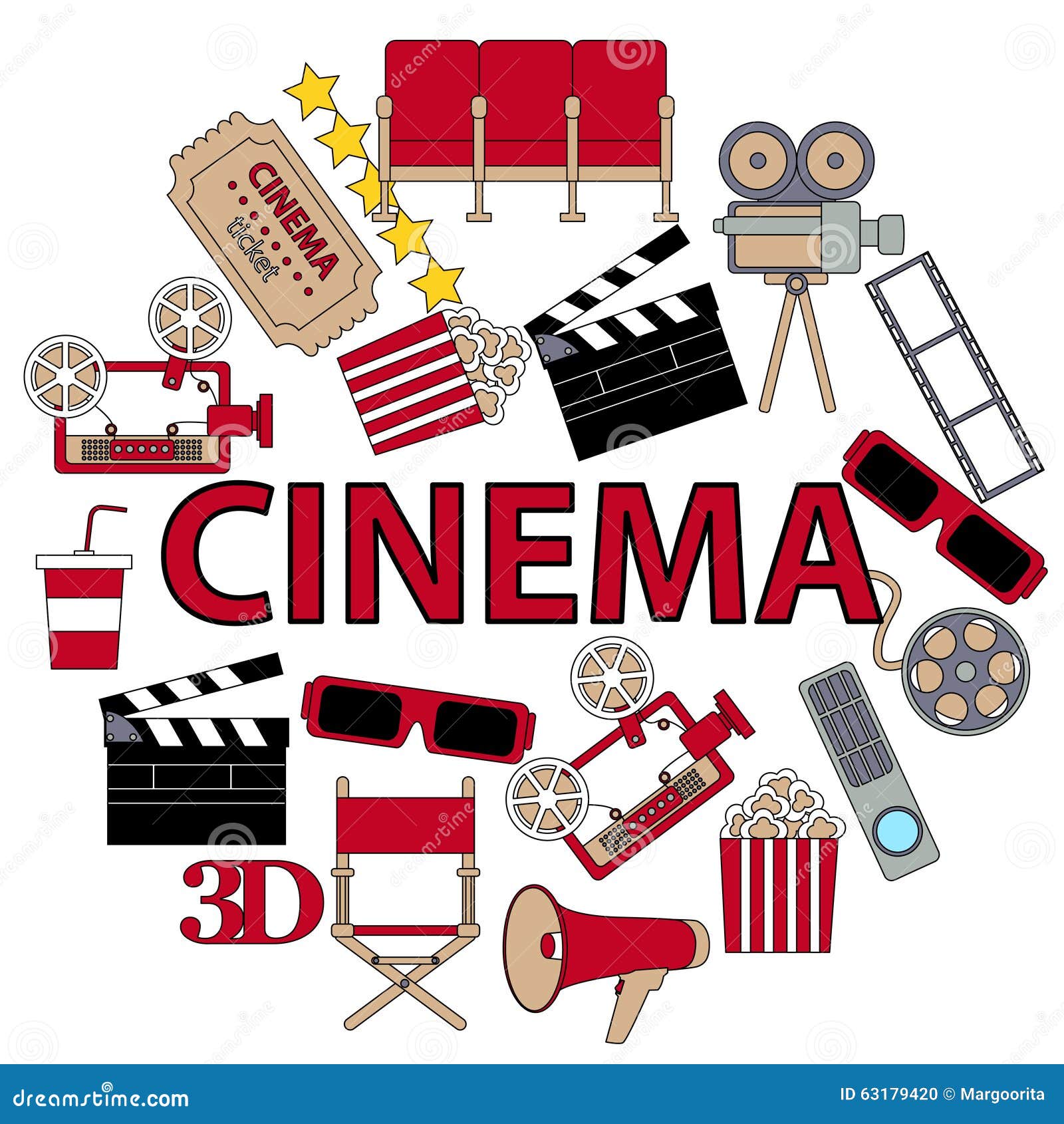 Round poster cinema stock vector. Illustration of film - 63179420