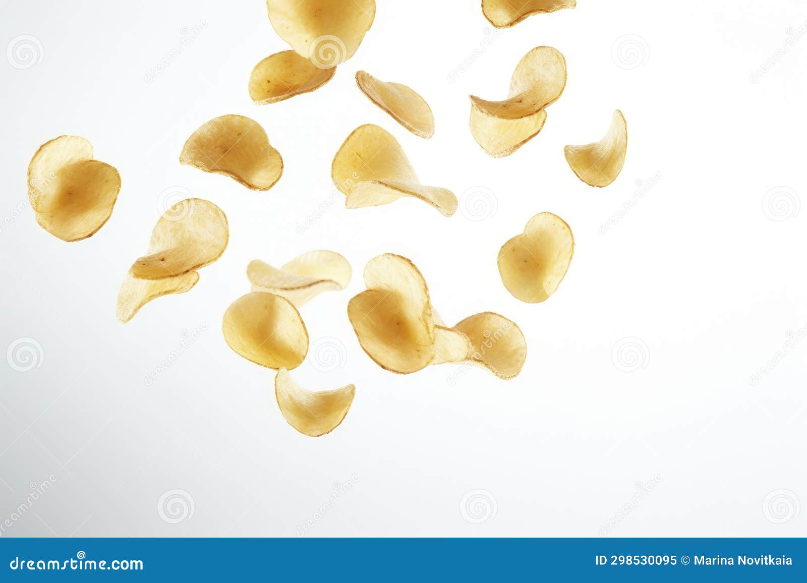 Round Potato Chips with Spices Fall in Pile on Light Gray Gradient ...