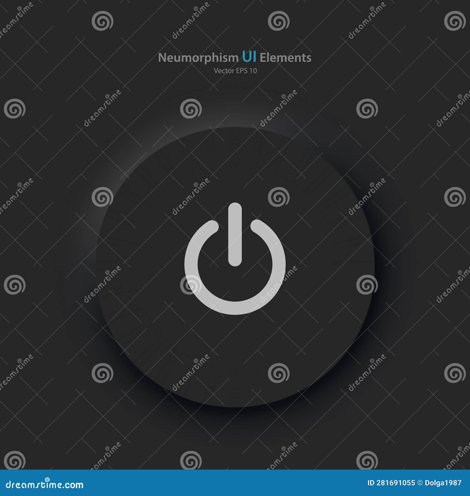 Round Power Button on a Black Background. User Interface Elements in ...