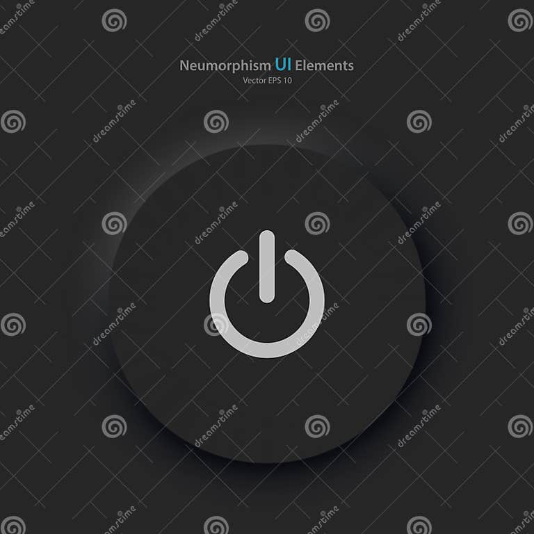 Round Power Button on a Black Background. User Interface Elements in ...