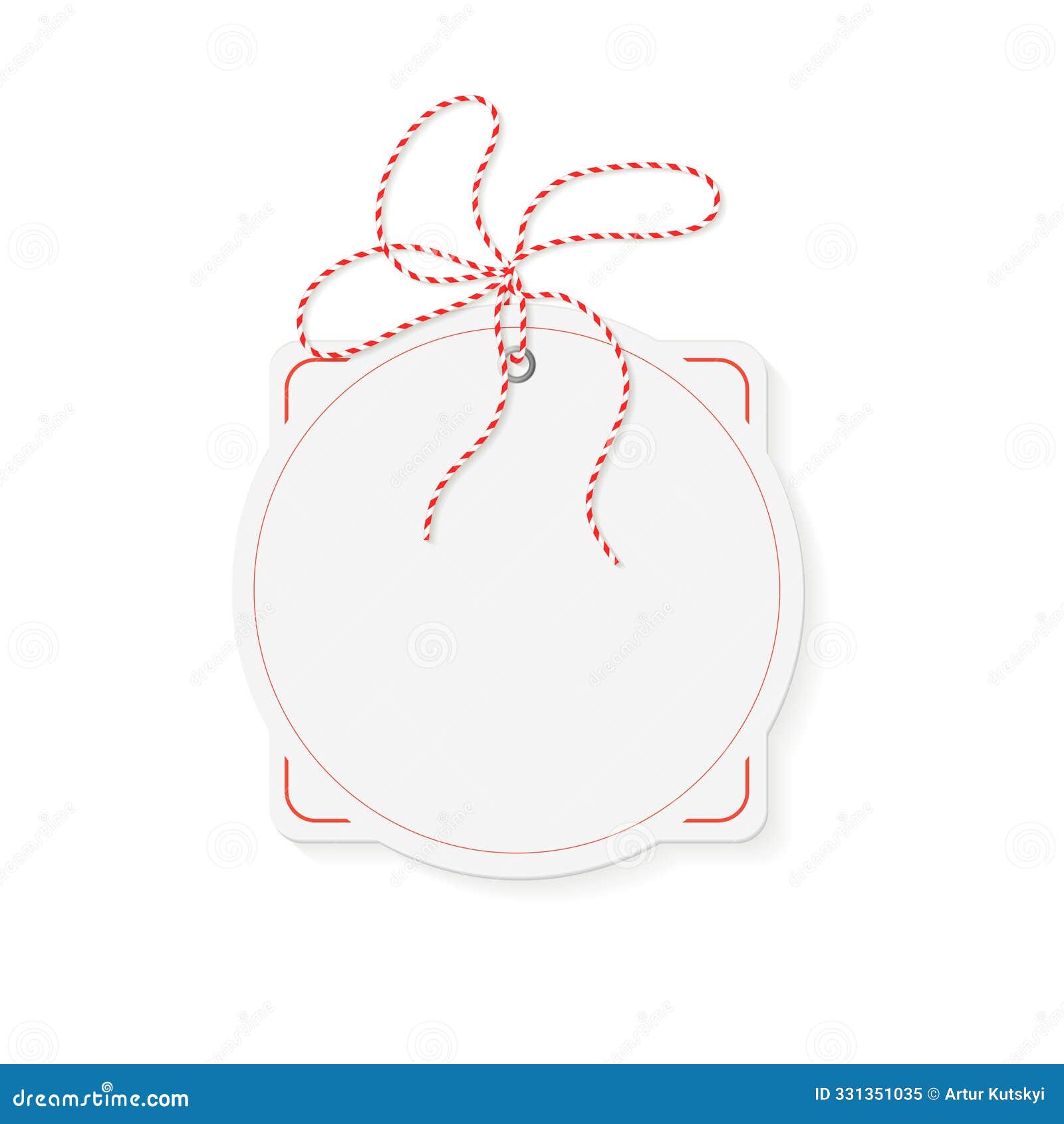 Round Price Tag with Red String Bow Stock Vector - Illustration of ...
